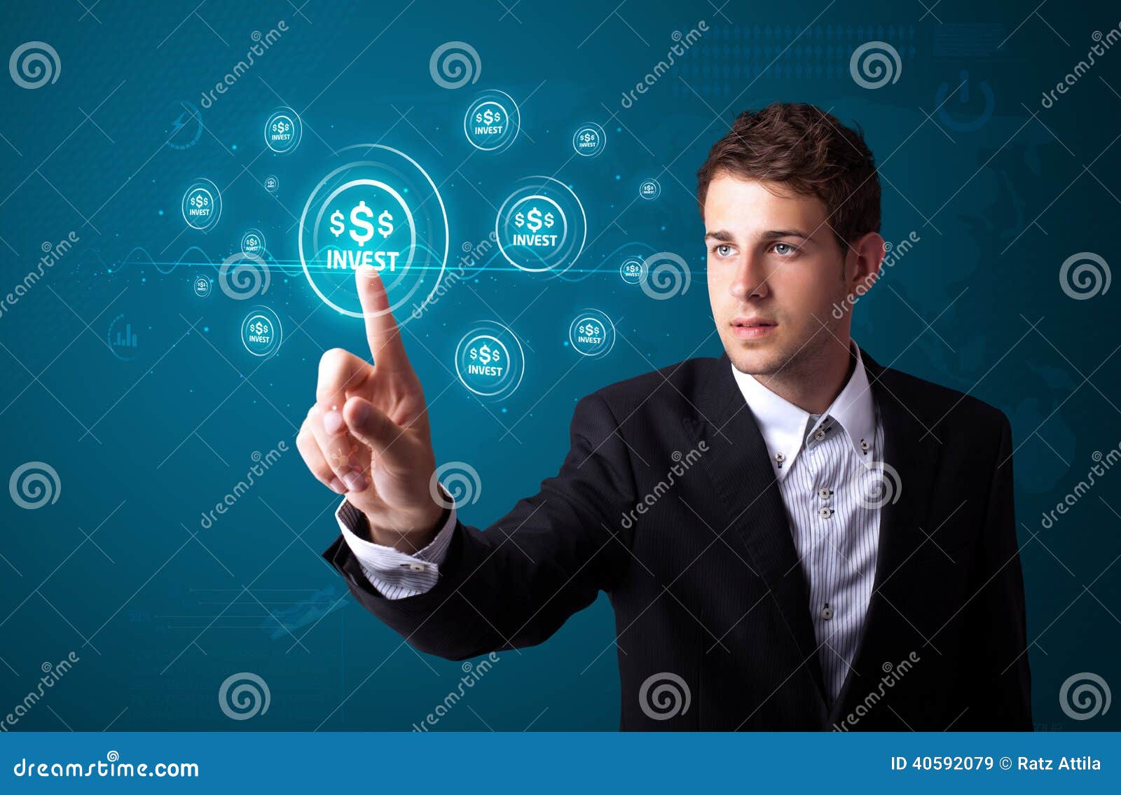 Businessman Pressing Modern Business Type of Buttons Stock Image ...
