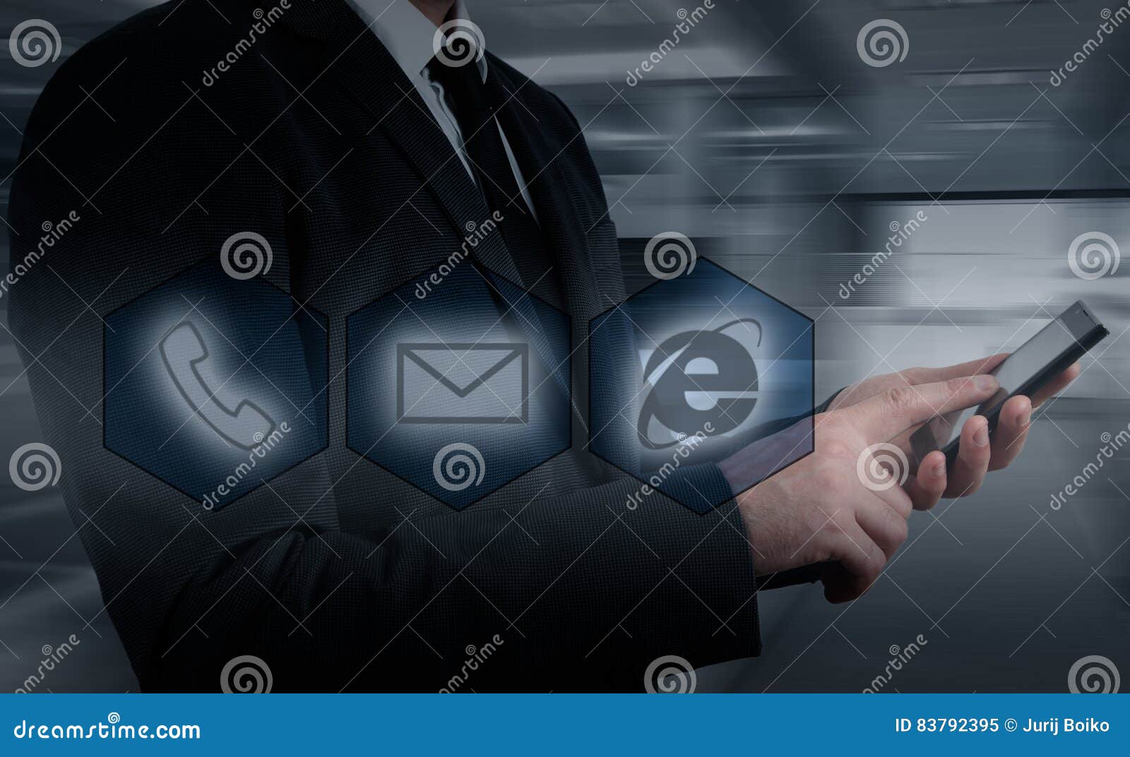 Businessman Pressing Phone Buttons. Customer Support Concept Stock ...