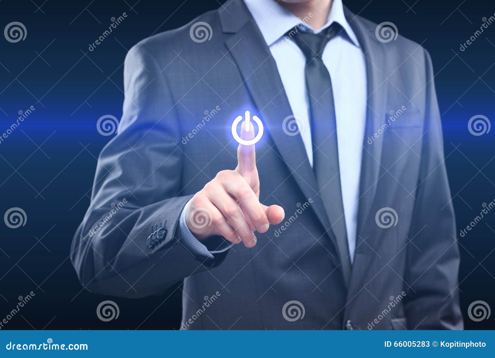 Businessman Pressing Power Button Concept Stock Image - Image of ...