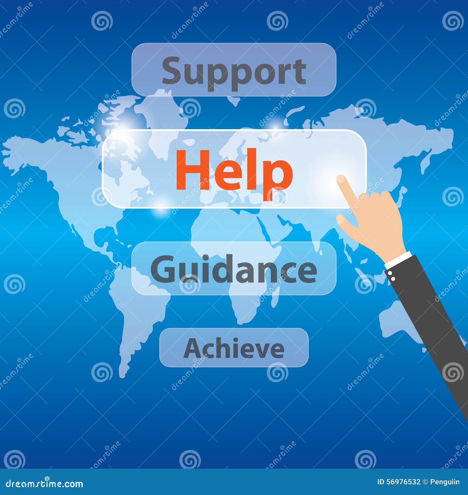 Businessman Pressing a Self Help Concept Button, Vector Stock Vector ...