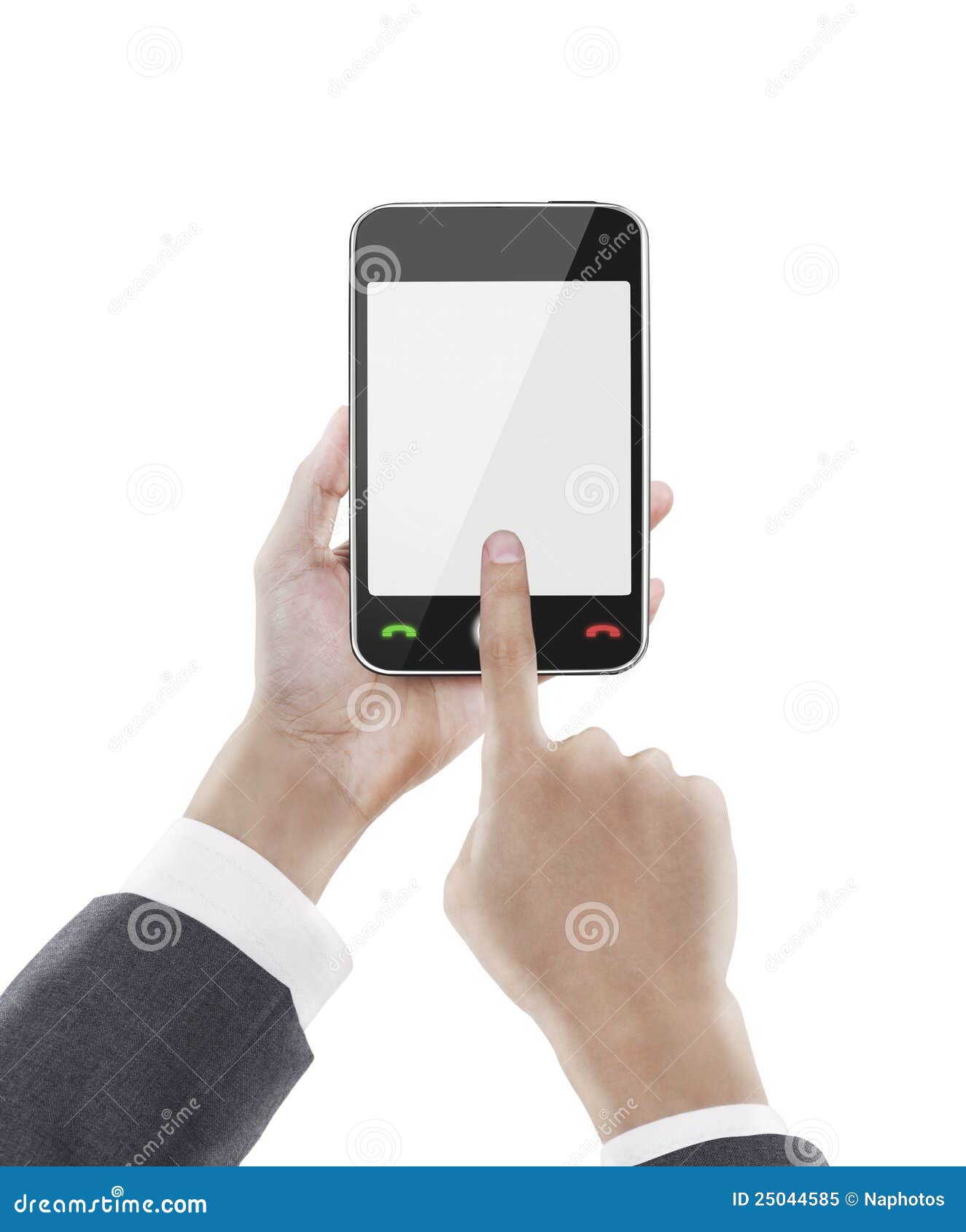 Businessman Pressing Smart Phone Stock Image - Image of cellphone ...