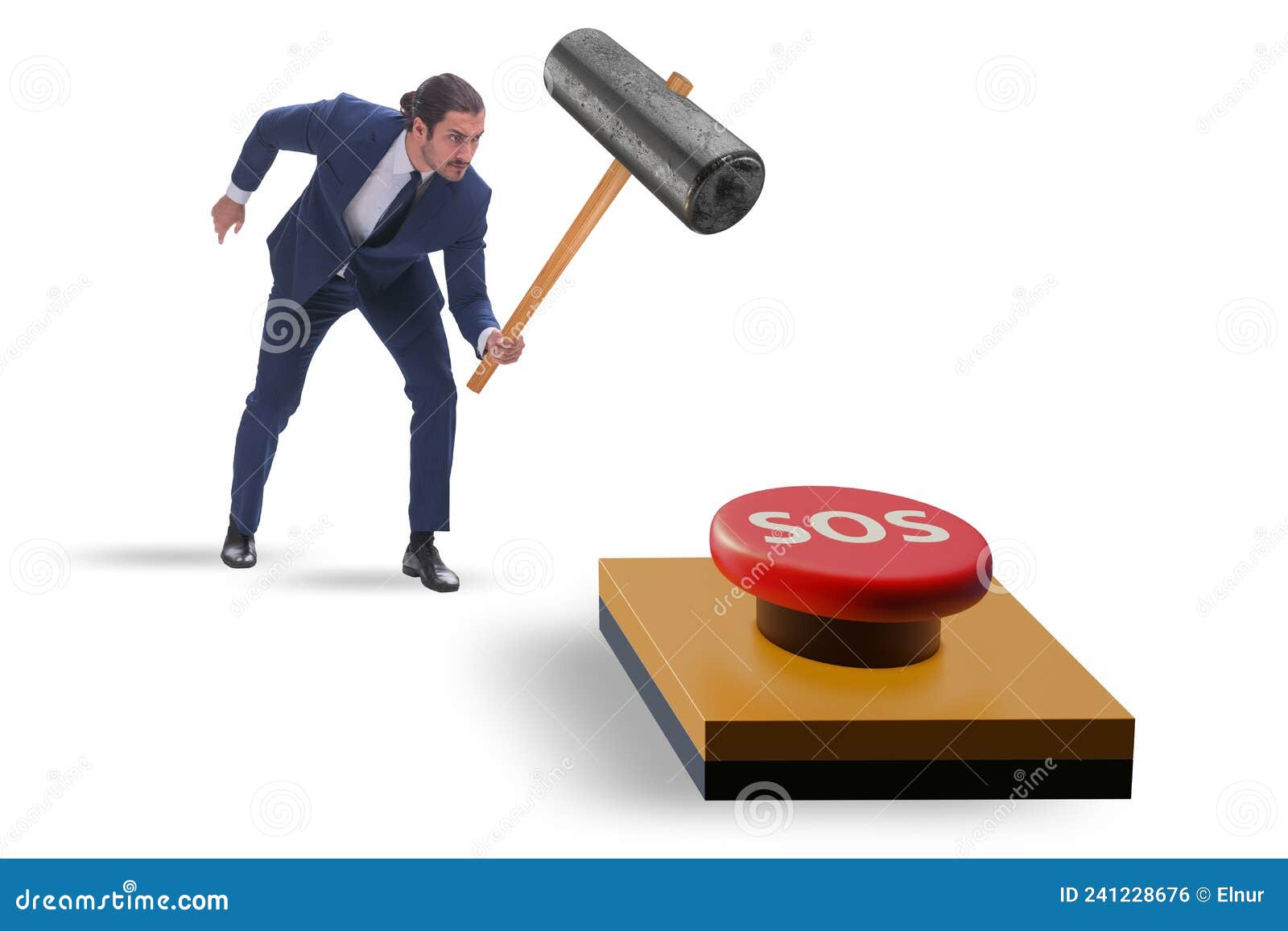 Businessman Pressing SOS Button in Case of Danger Stock Illustration ...