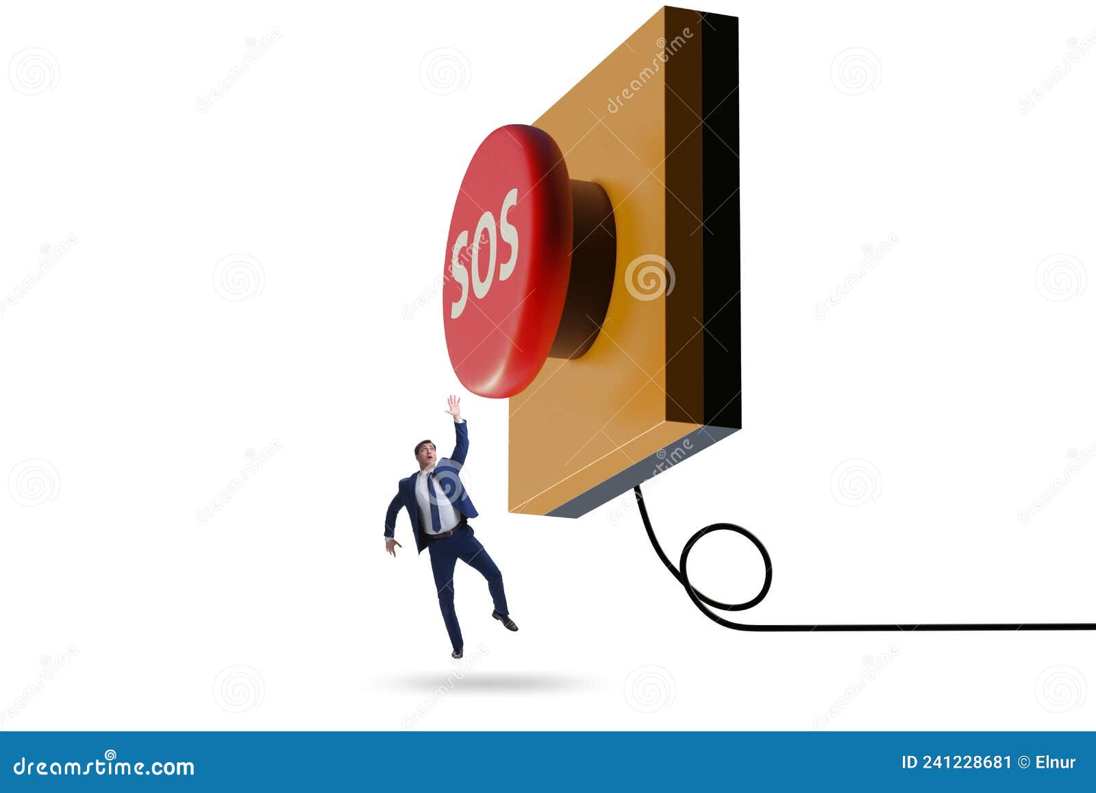 Businessman Pressing SOS Button in Case of Danger Stock Illustration ...