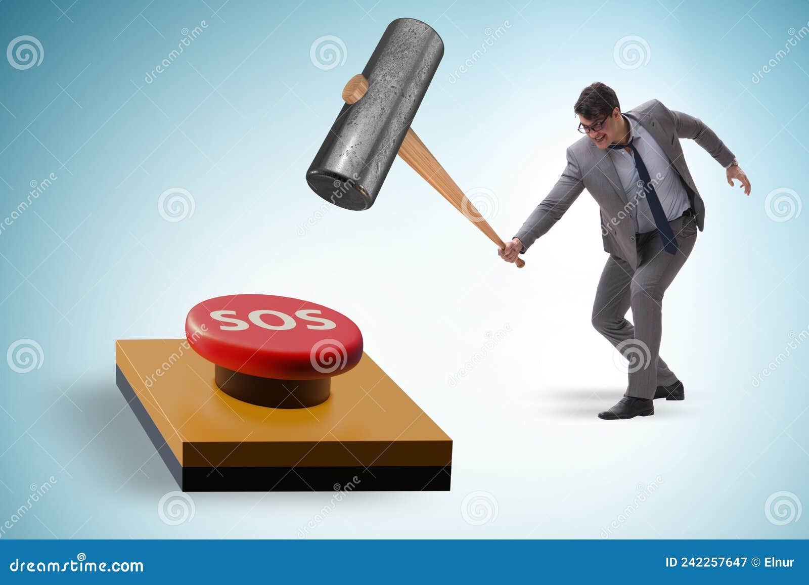 Businessman Pressing SOS Button in Case of Danger Stock Image - Image ...
