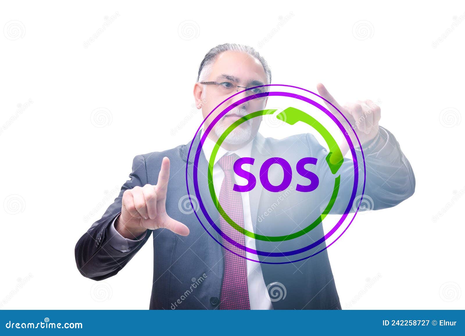 Businessman Pressing SOS Button in Case of Danger Stock Image - Image ...
