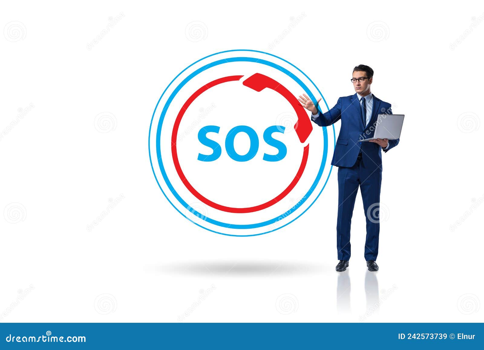 Businessman Pressing SOS Button in Case of Danger Stock Image - Image ...