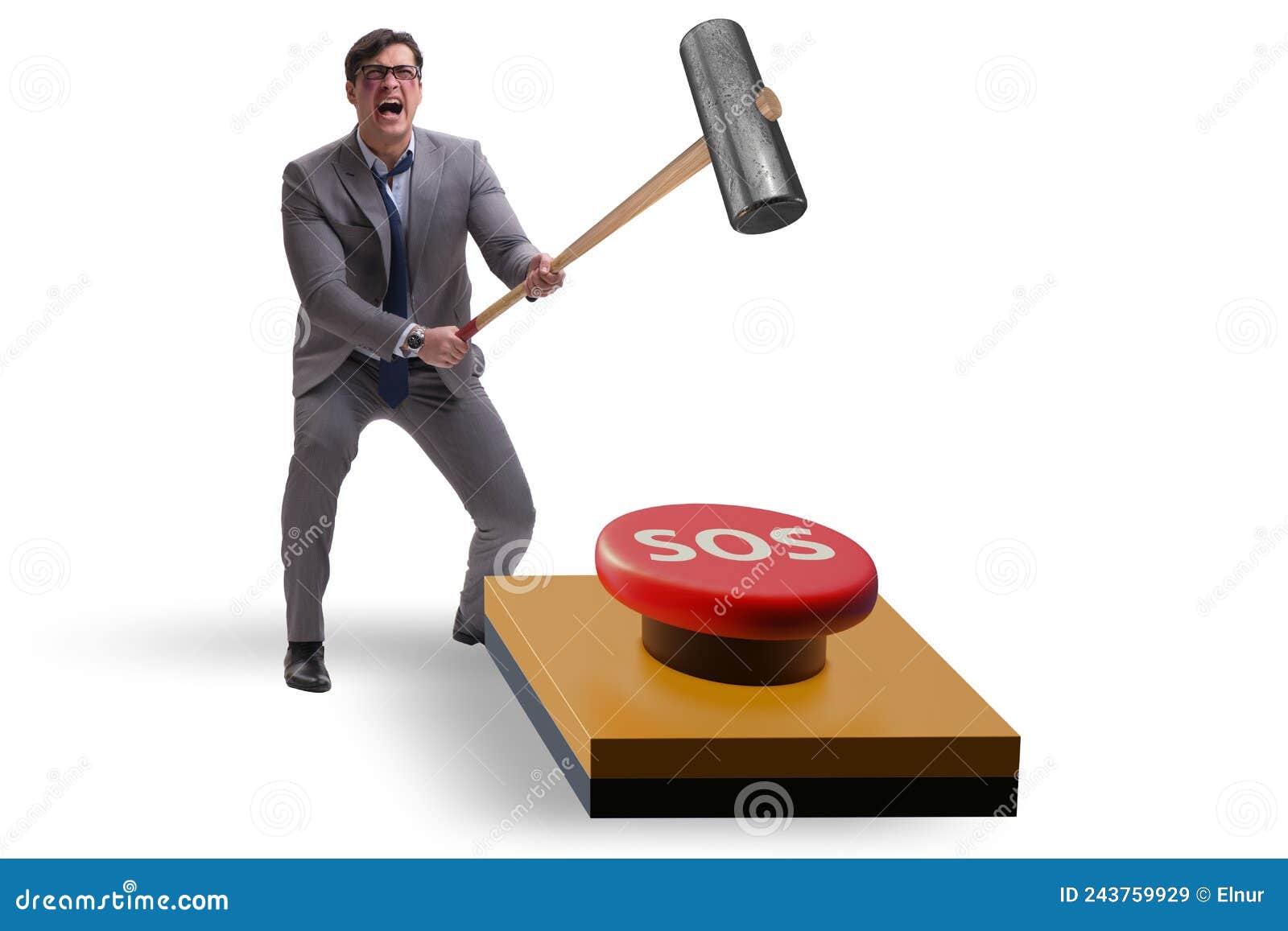 Businessman Pressing SOS Button in Case of Danger Stock Image - Image ...