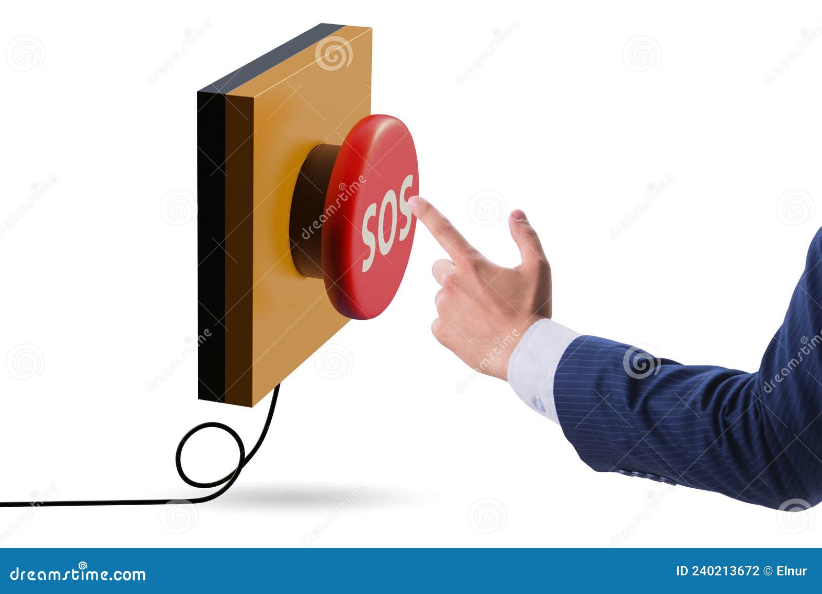 Businessman Pressing SOS Button in Case of Danger Stock Illustration ...