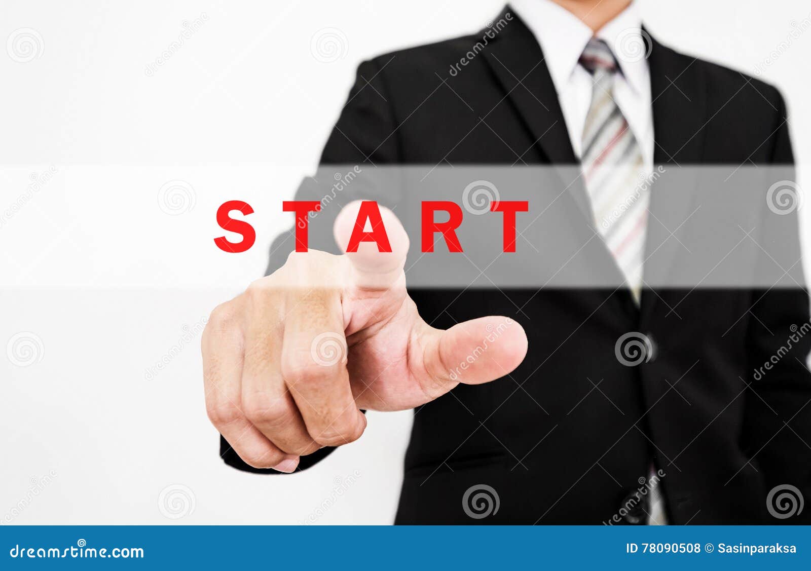 Businessman Pressing START Button on Screen Display, Concept of Start ...