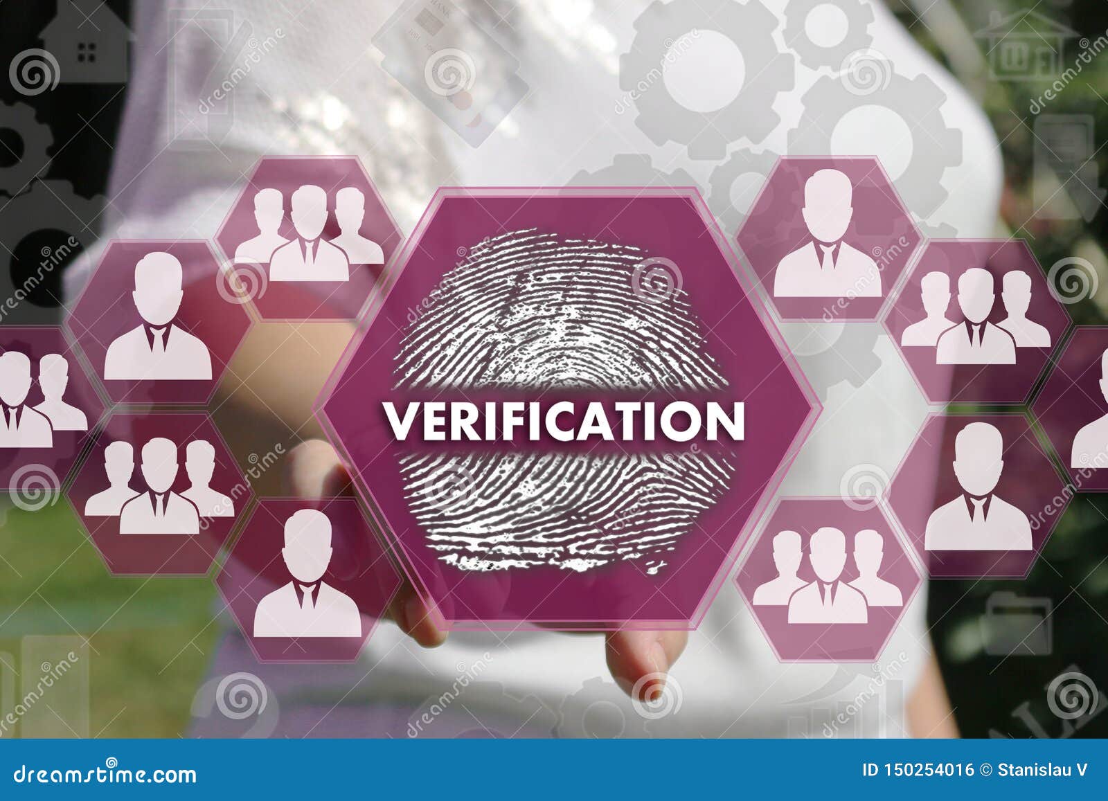 Businessman Pressing Touch Screen Interface and Icon Verification Stock ...