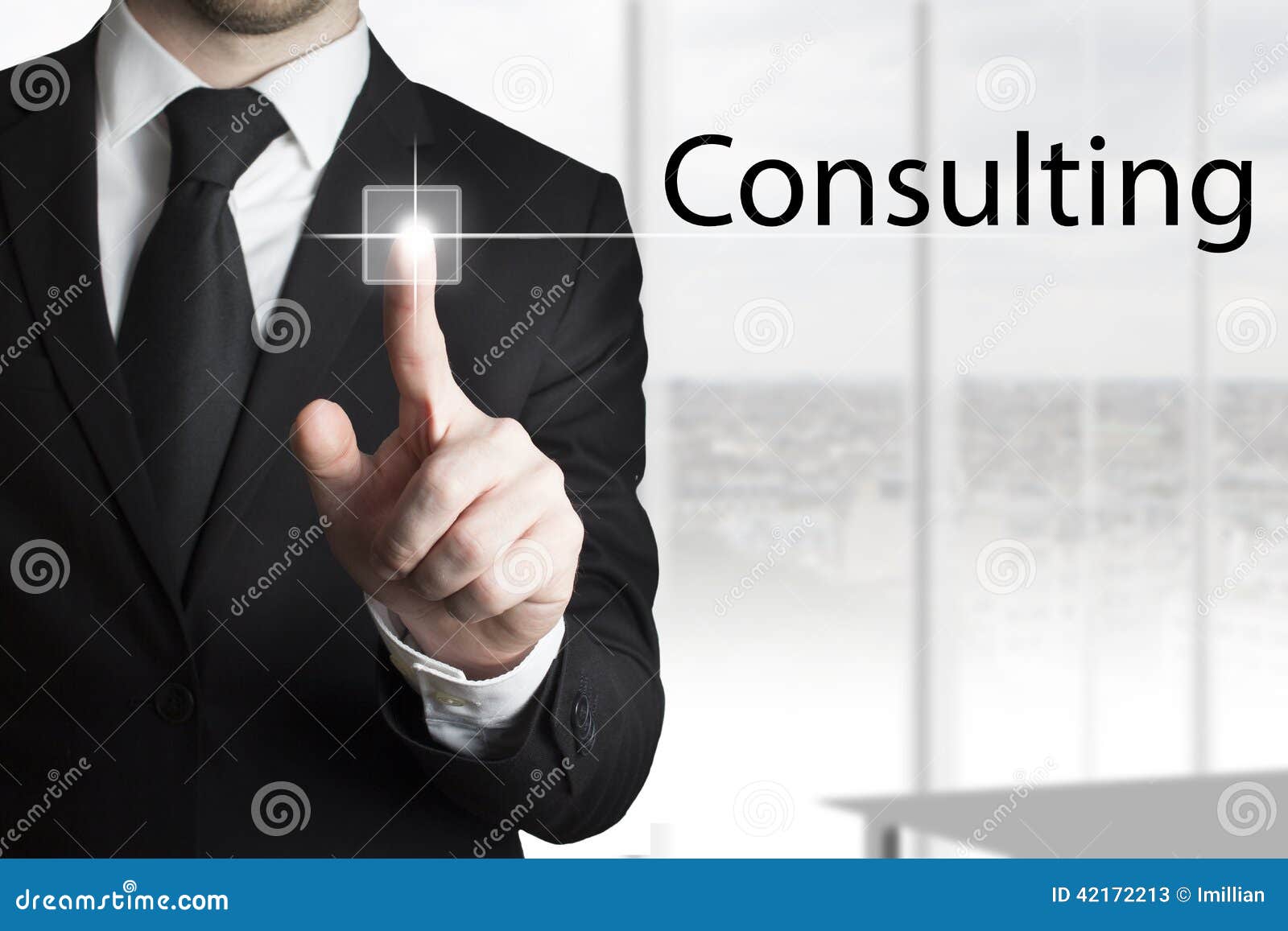 Businessman Pressing Touchscreen Button Consulting Stock Image - Image ...
