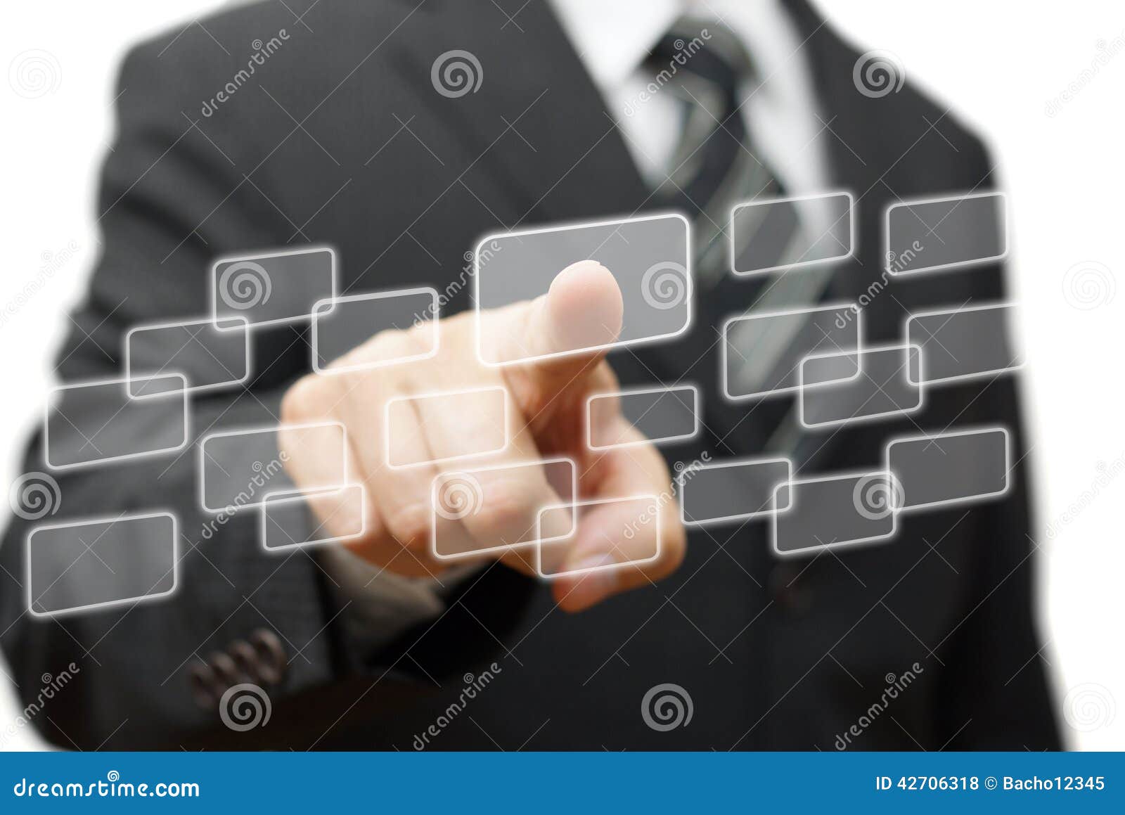 Businessman Pressing Virtual Buttons. Choosing and Technology Co Stock ...