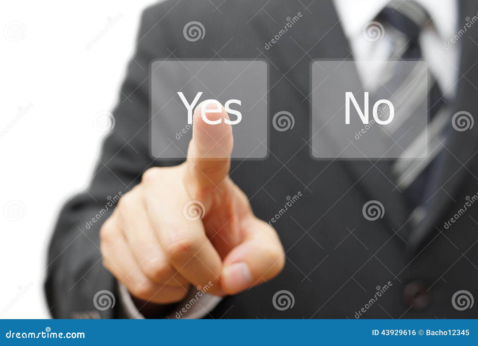 Businessman Pressing Yes Virtual Button Stock Photo - Image of false ...