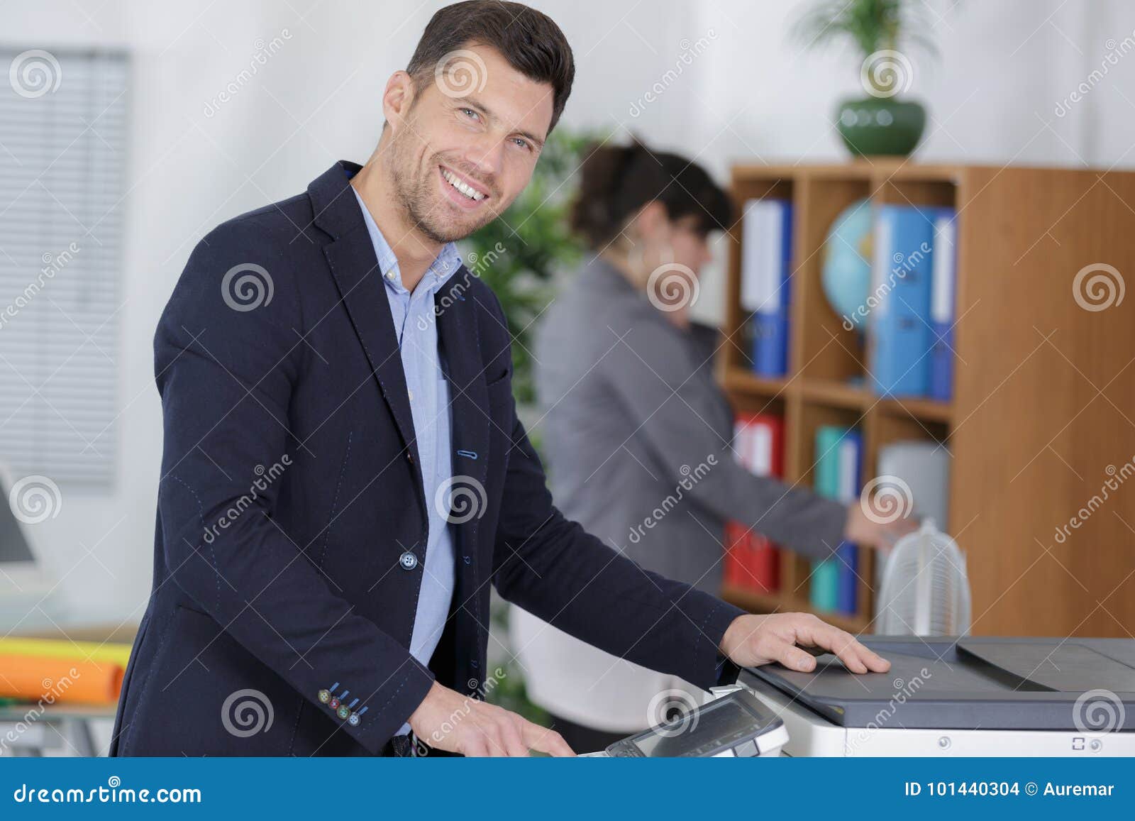 Businessman Printing and Scaning Document Stock Photo - Image of male ...