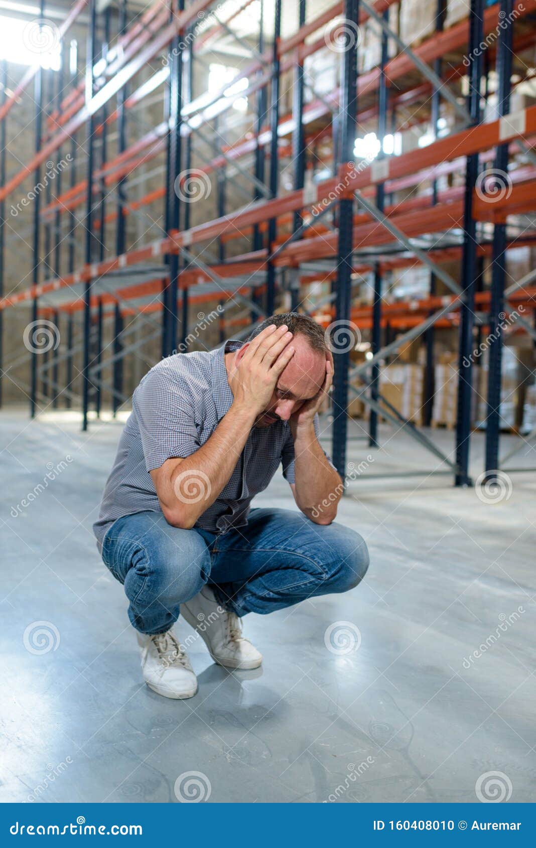 Businessman with Problems in Warehouse Stock Photo - Image of freight ...