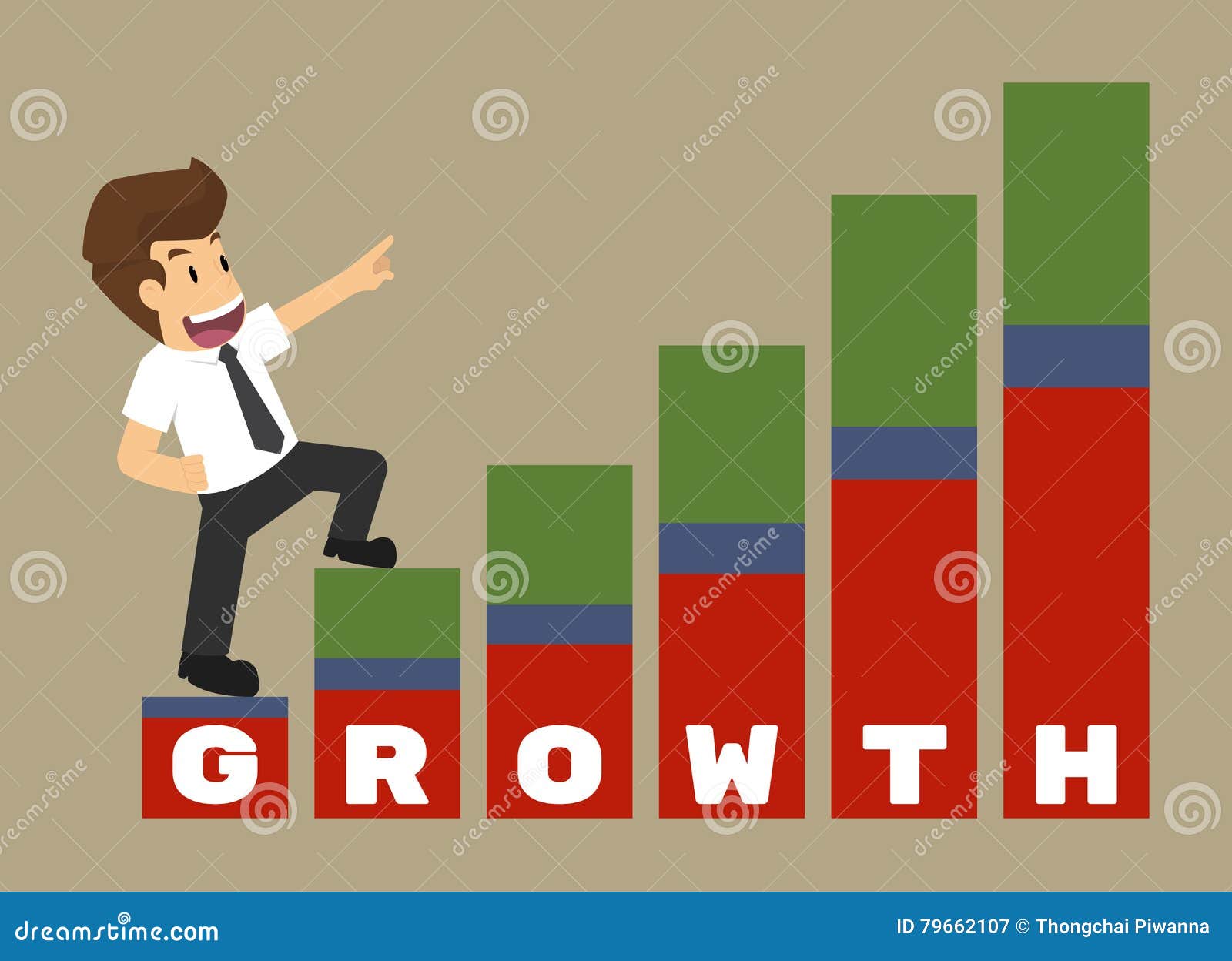 Businessman and a Process of Growth Stock Vector - Illustration of ...