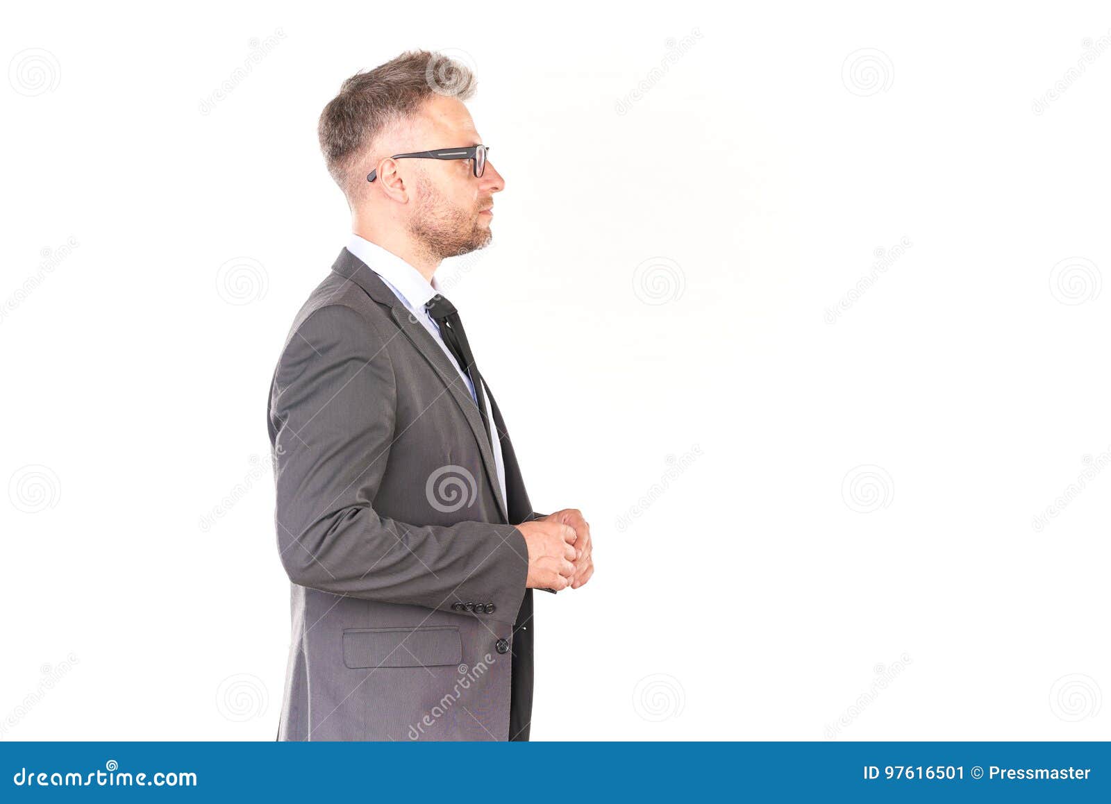 Businessman in profile stock image. Image of eyeglasses - 97616501