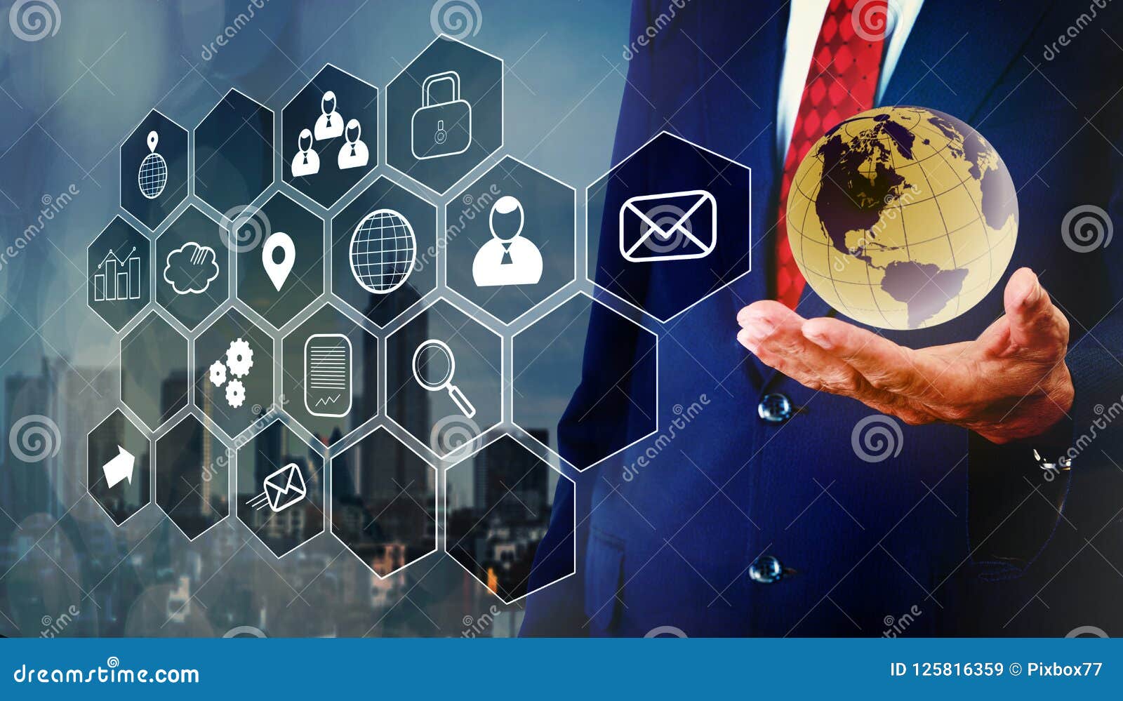 Businessman Programing and Control with Virtual Board Floating Stock ...