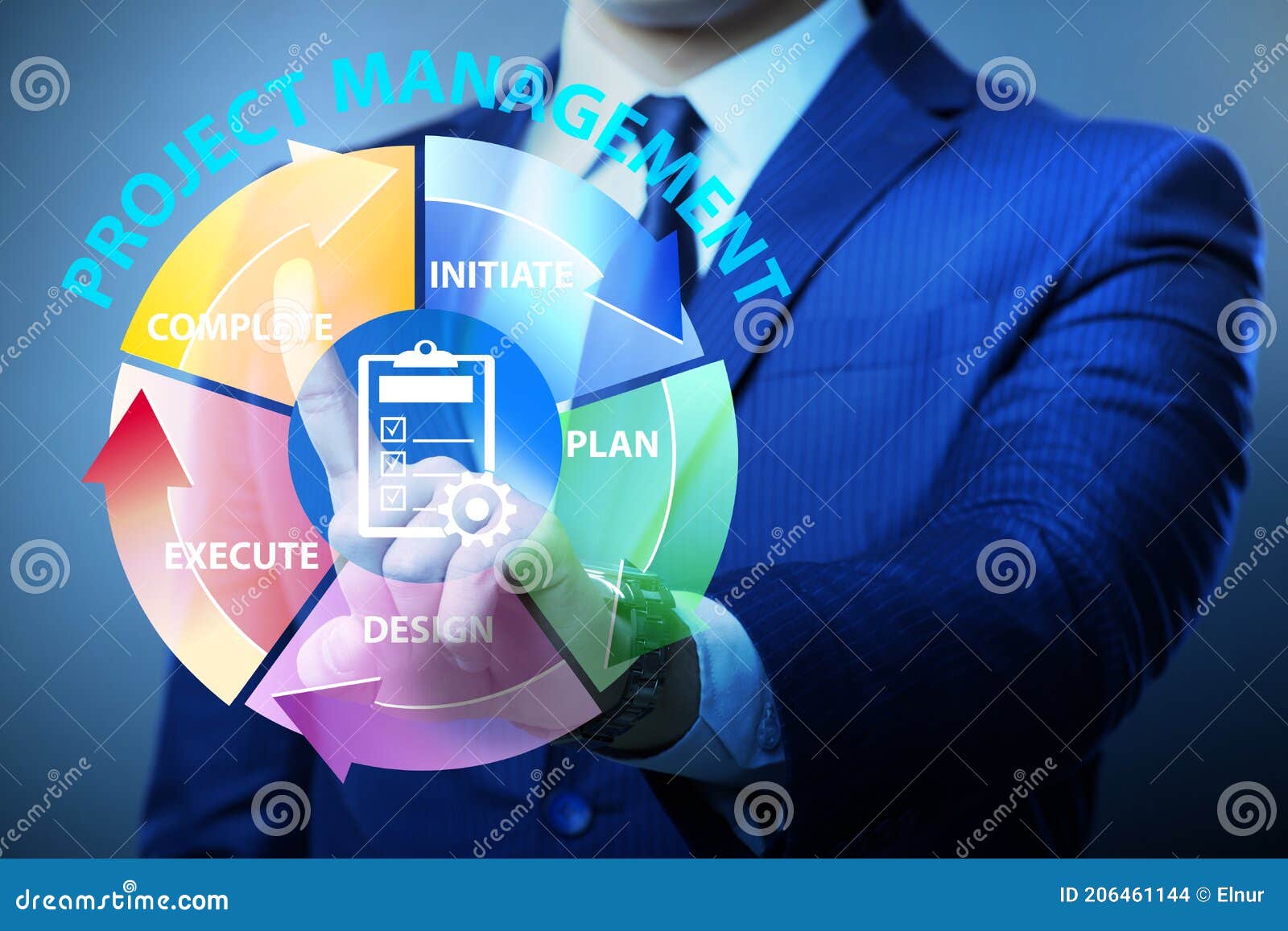 Businessman in Project Management Different Phases Stock Illustration ...