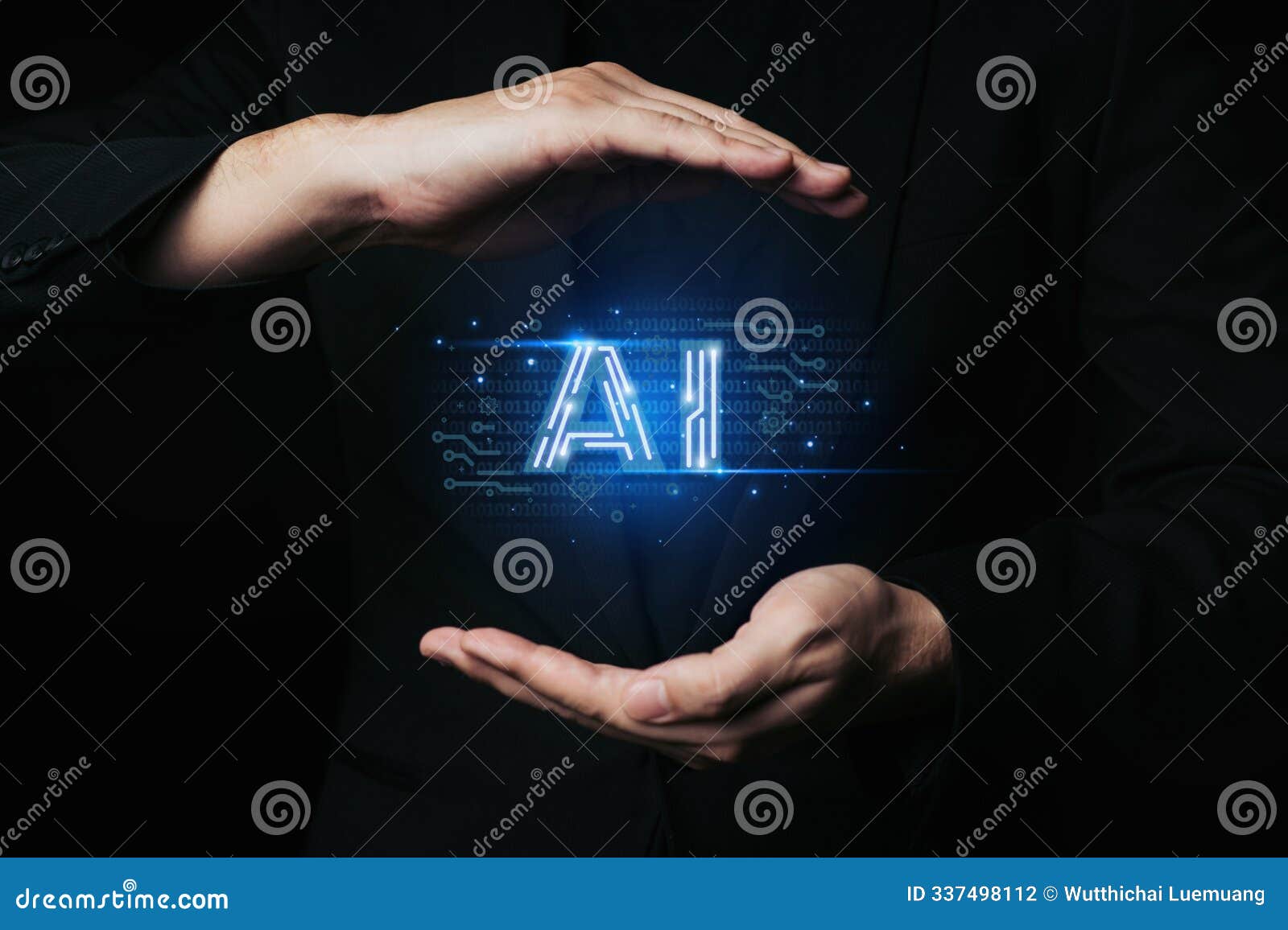 Businessman Protect AI. Technology Smart Robot Science and Artificial ...