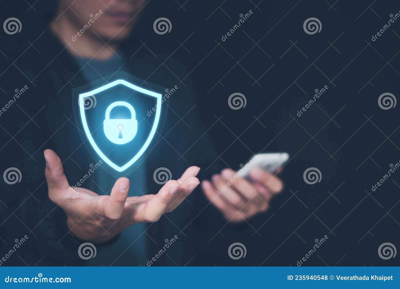 Businessman Protecting Data Personal Information. Cyber Security Data ...