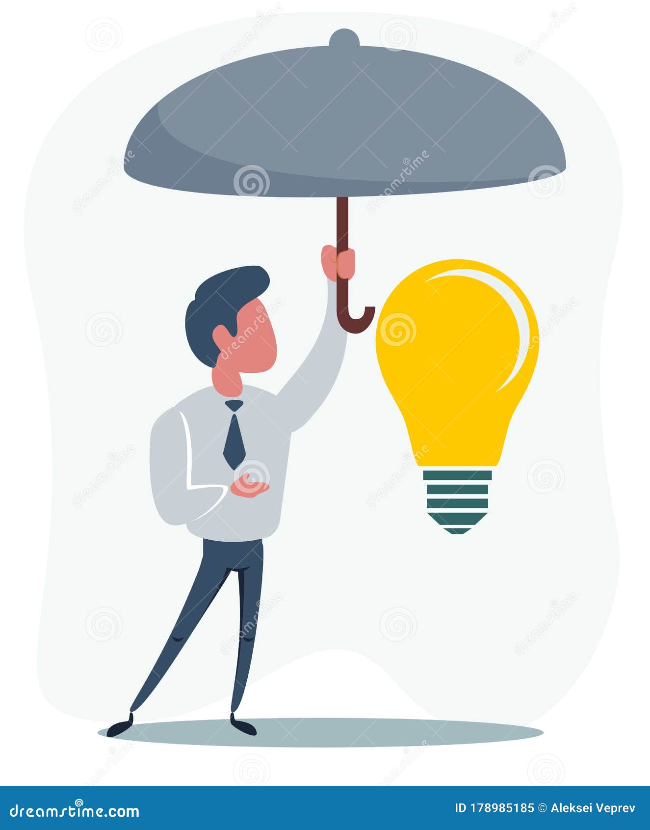 Businessman Protecting His Idea Stock Vector - Illustration of office ...