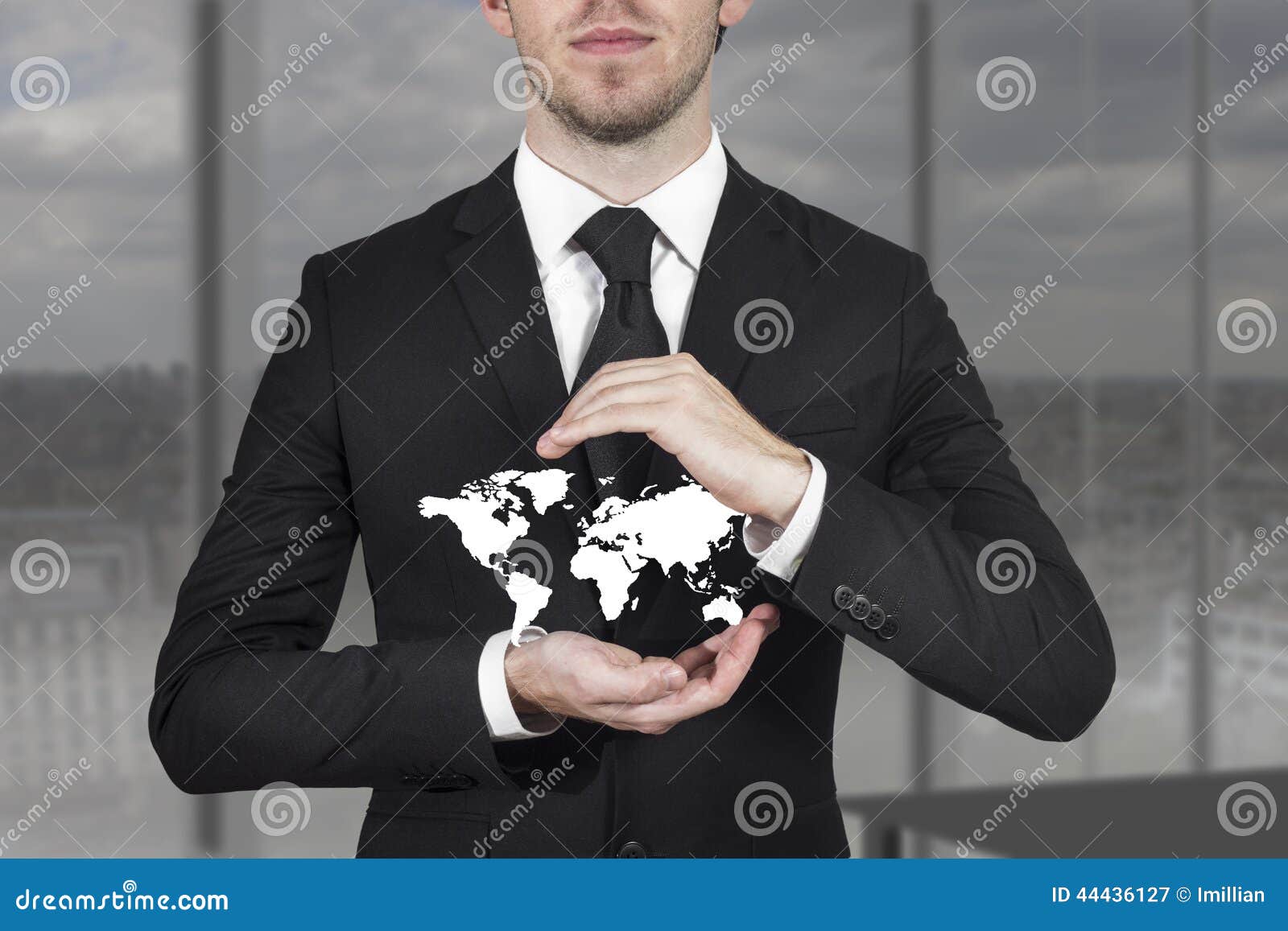 Businessman Protecting World Map Stock Image - Image of agent, industry ...