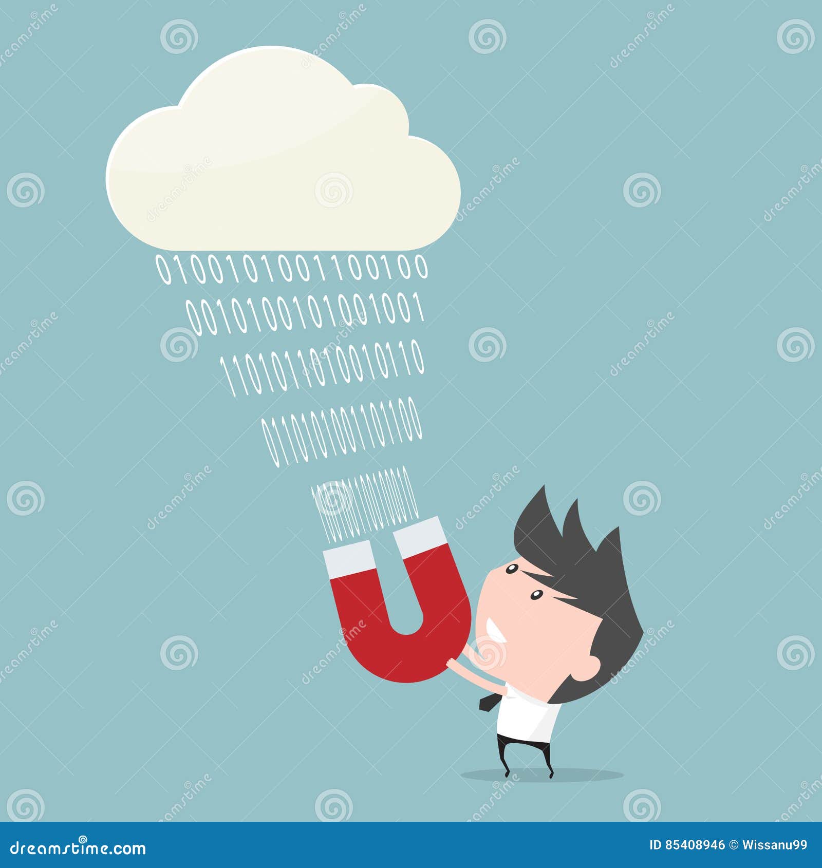 Businessman Pull Data of Cloud Computing. Stock Vector - Illustration ...