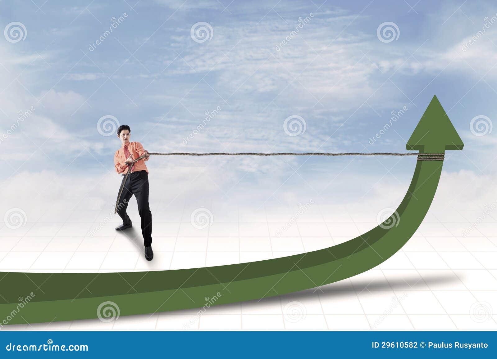Businessman Pulling Arrow Outdoor Stock Illustration - Illustration of ...