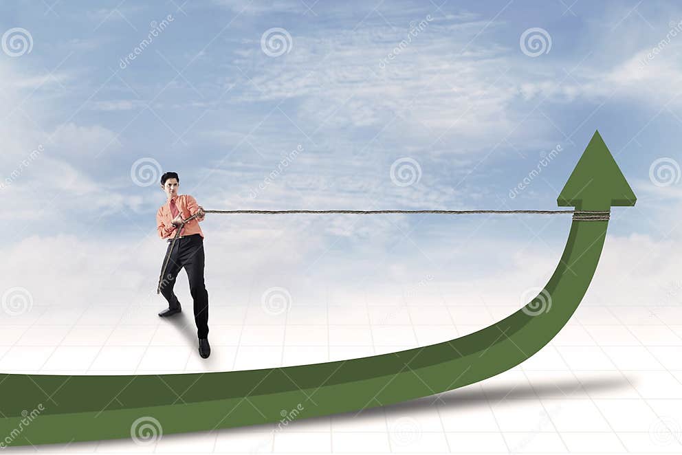 Businessman Pulling Arrow Outdoor Stock Illustration - Illustration of ...