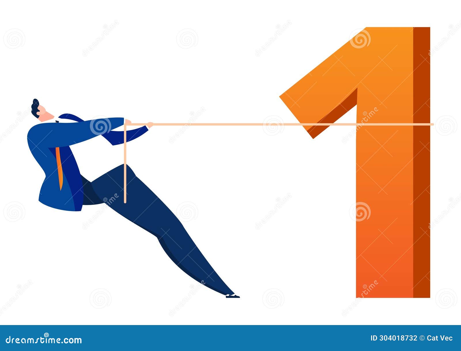 Businessman Pulling Arrow Over Obstacle, Determination and Challenge ...