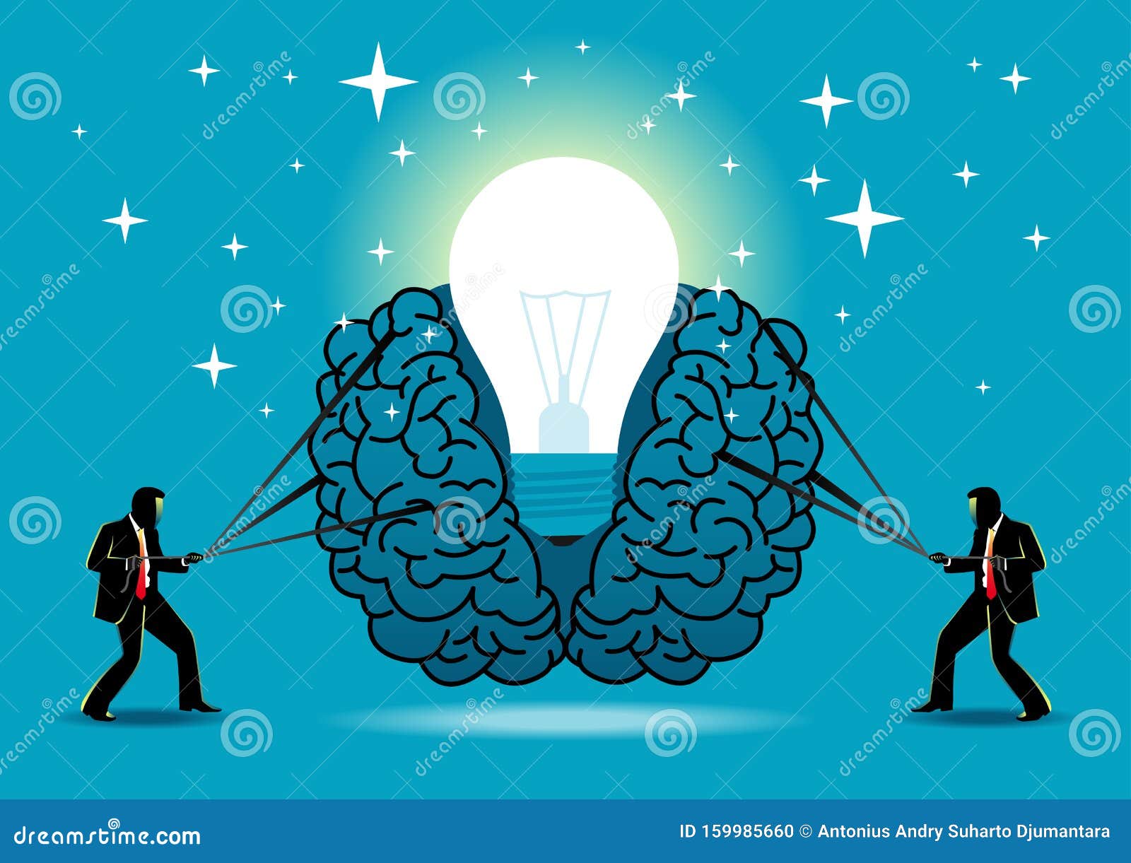 Businessman Pulling a Brain Apart Stock Vector - Illustration of ...