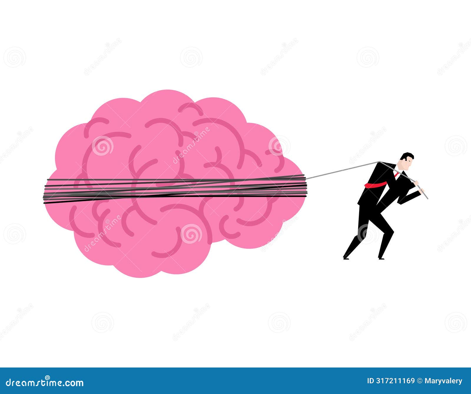 Businessman Pulling Brain (Brainstorm). Man Pulls Brains. Brain Drain ...
