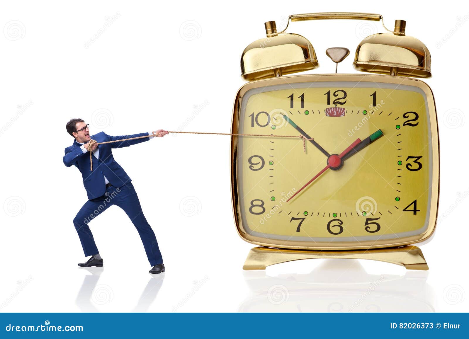 The Businessman Pulling Clock in Time Concept Stock Image - Image of ...