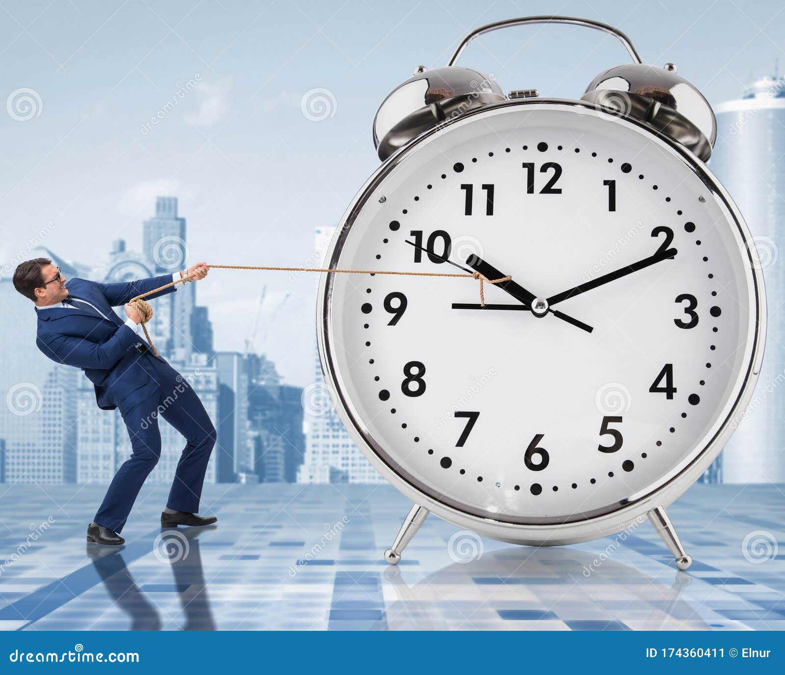 Businessman Pulling Clock in Time Management Concept Stock Image ...