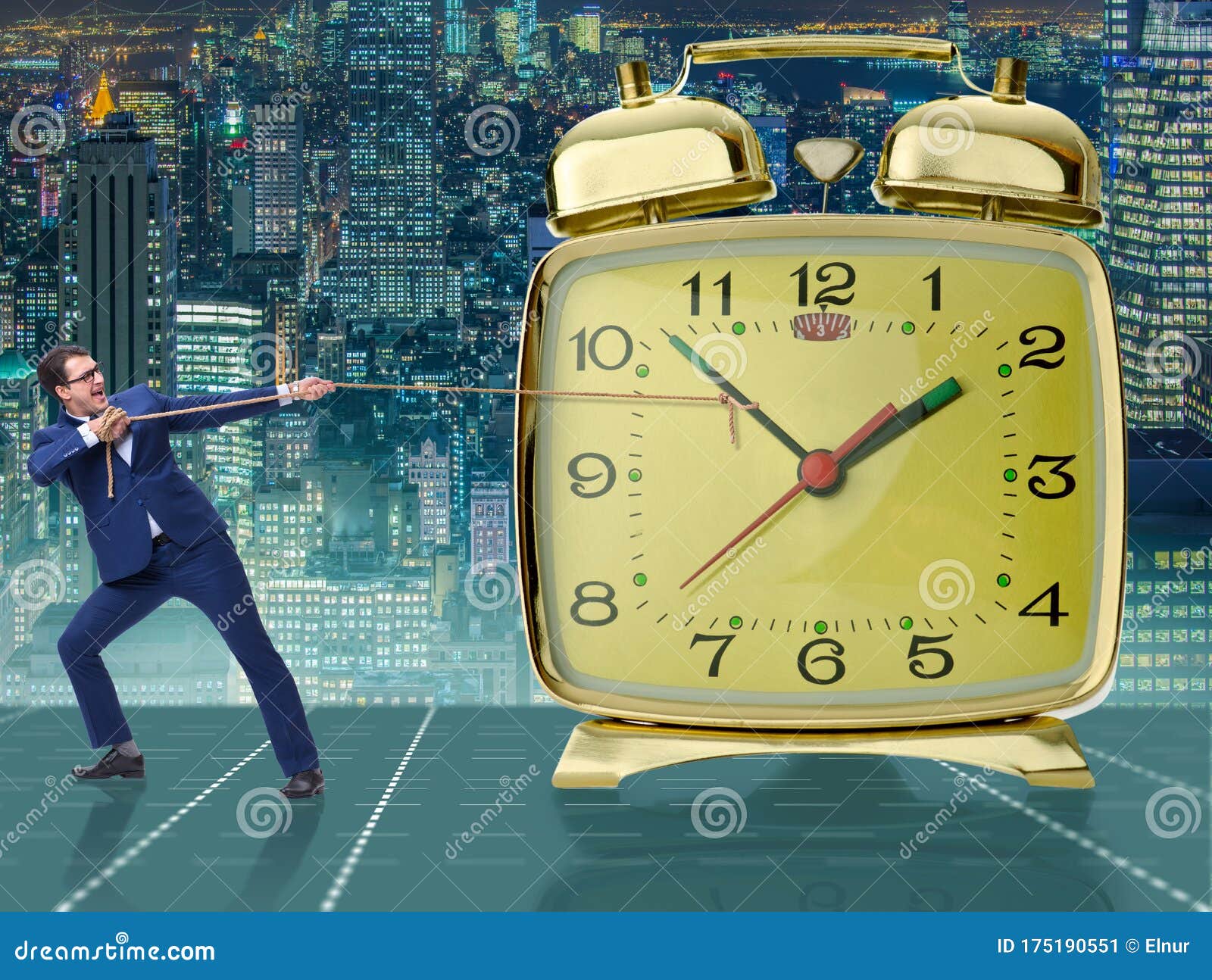 Businessman Pulling Clock in Time Management Concept Stock Image ...