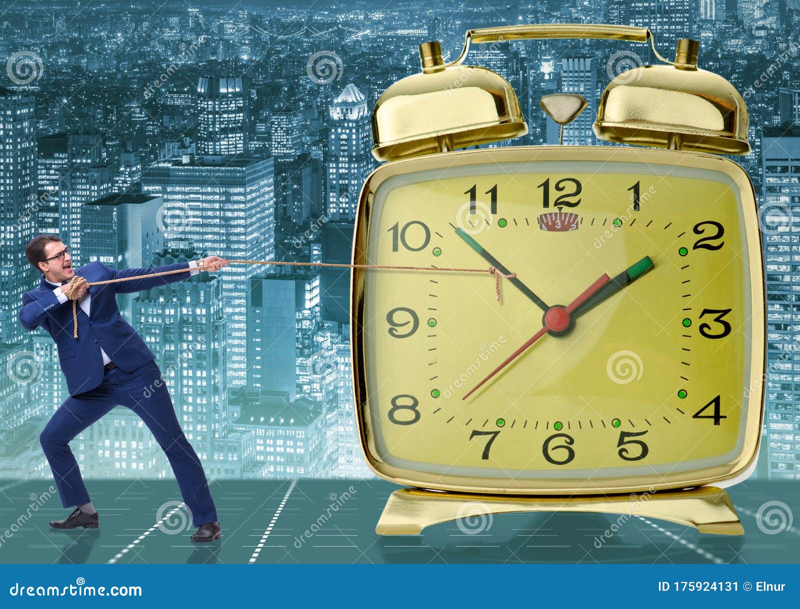 Businessman Pulling Clock in Time Management Concept Stock Image ...
