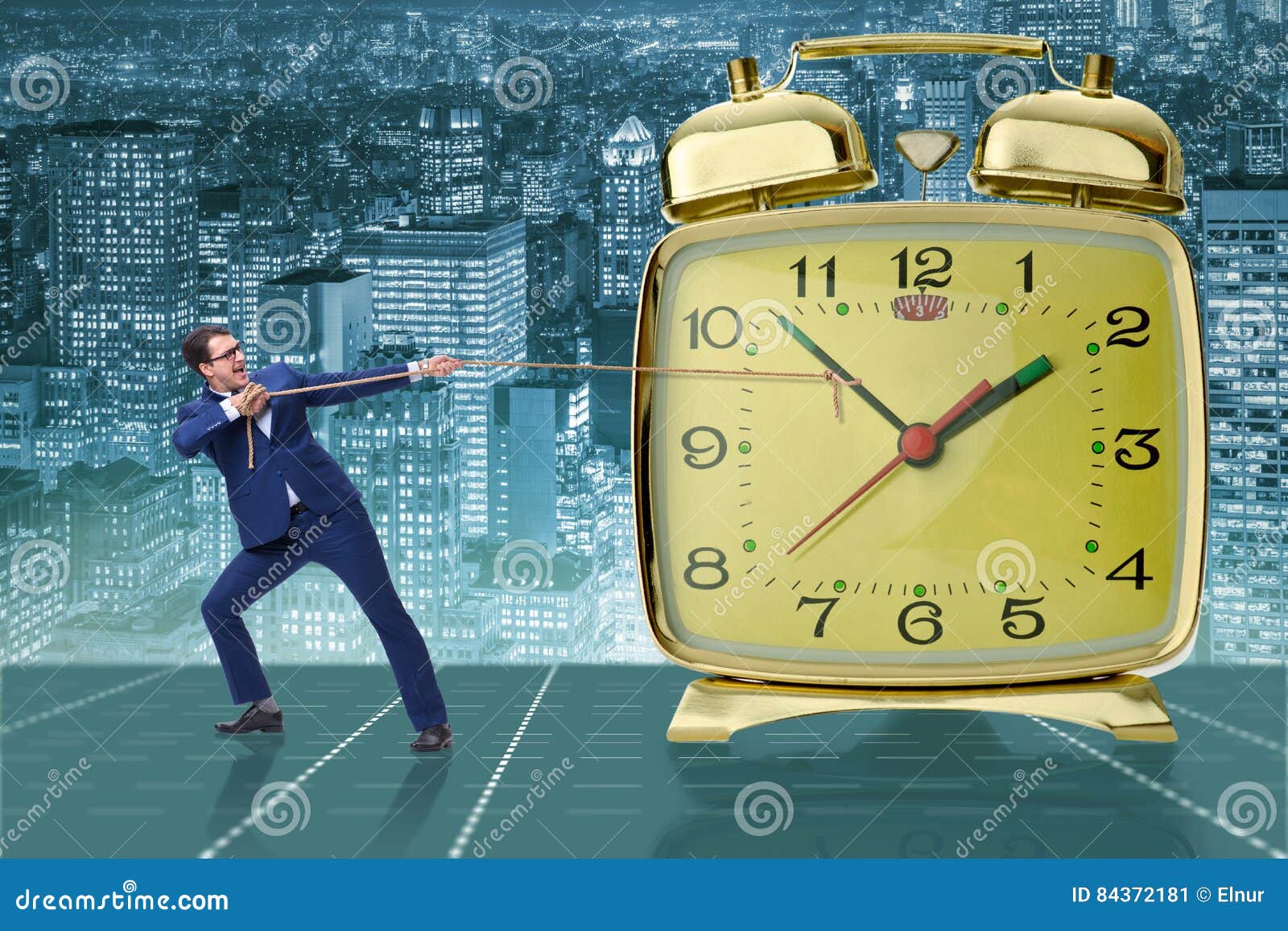 The Businessman Pulling Clock in Time Management Concept Stock Image ...