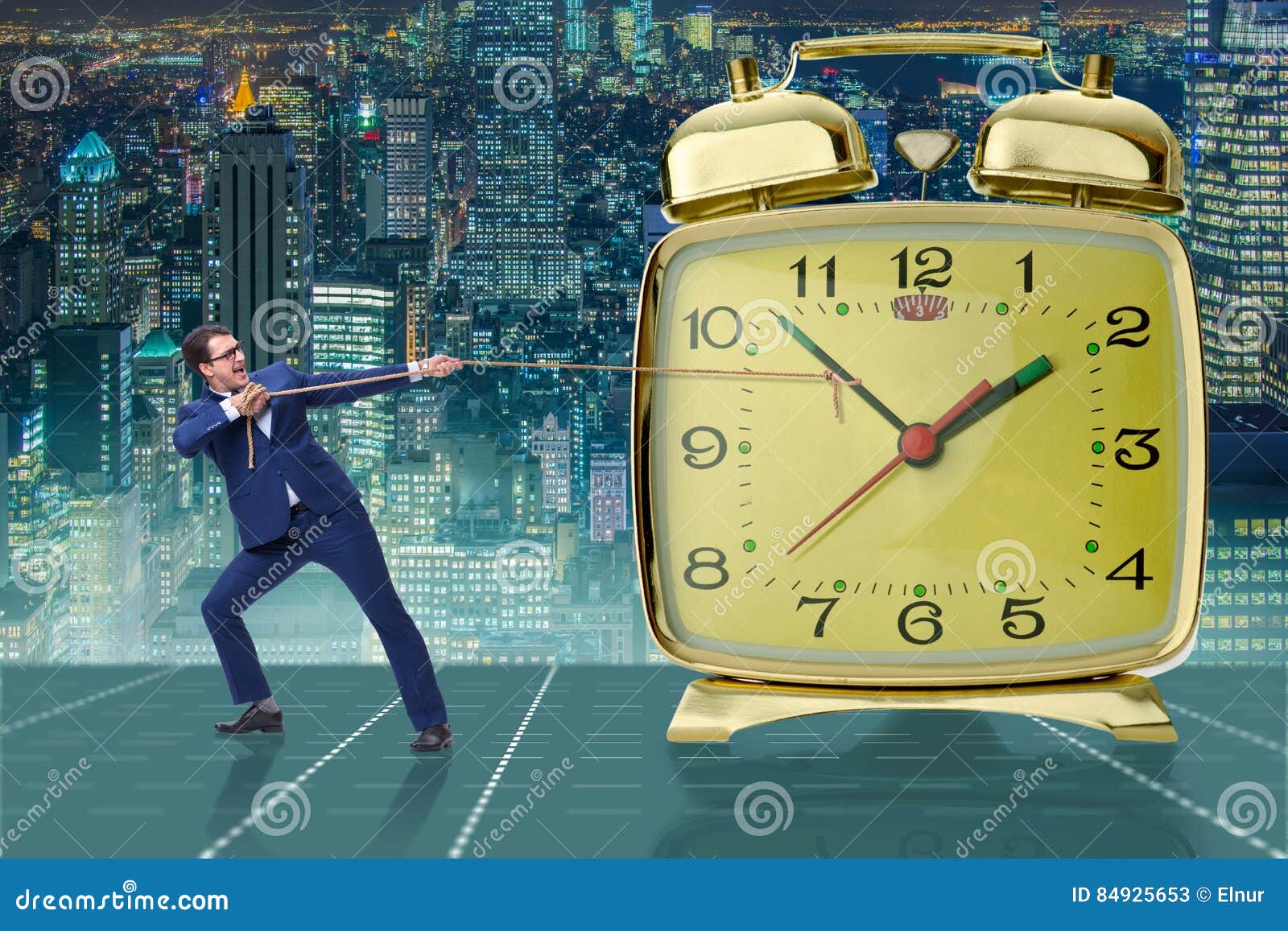 The Businessman Pulling Clock in Time Management Concept Stock Image ...