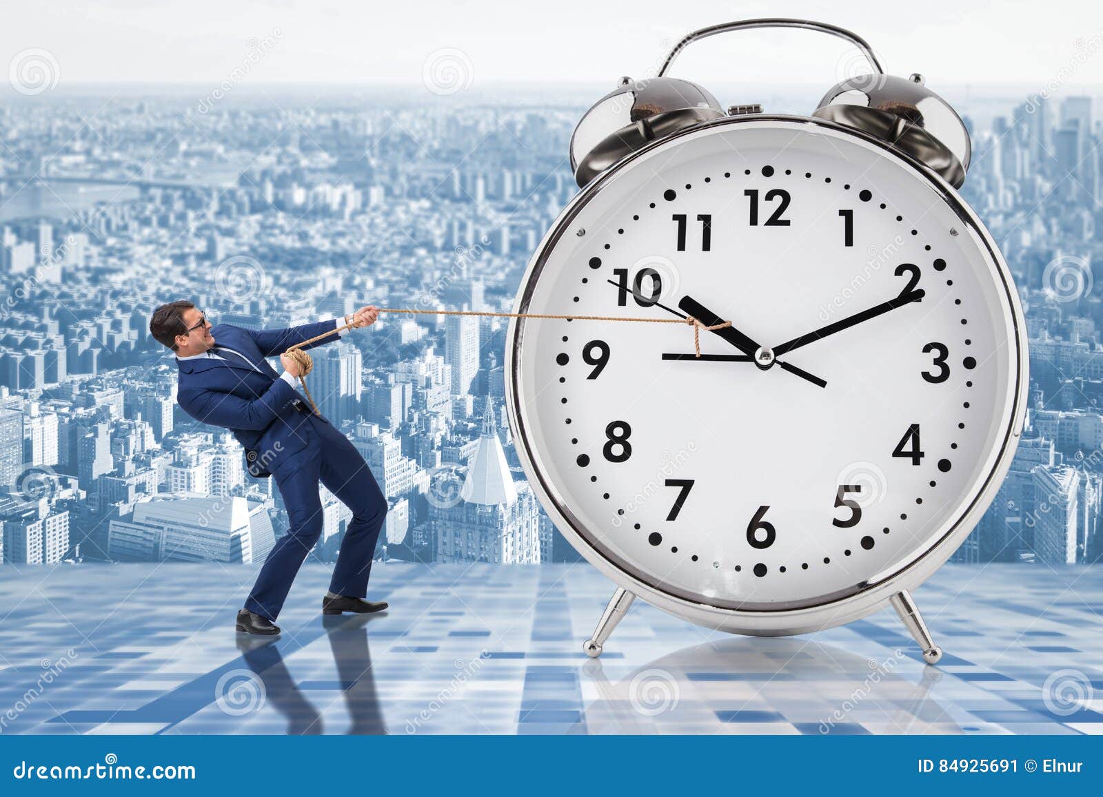 The Businessman Pulling Clock in Time Management Concept Stock Image ...