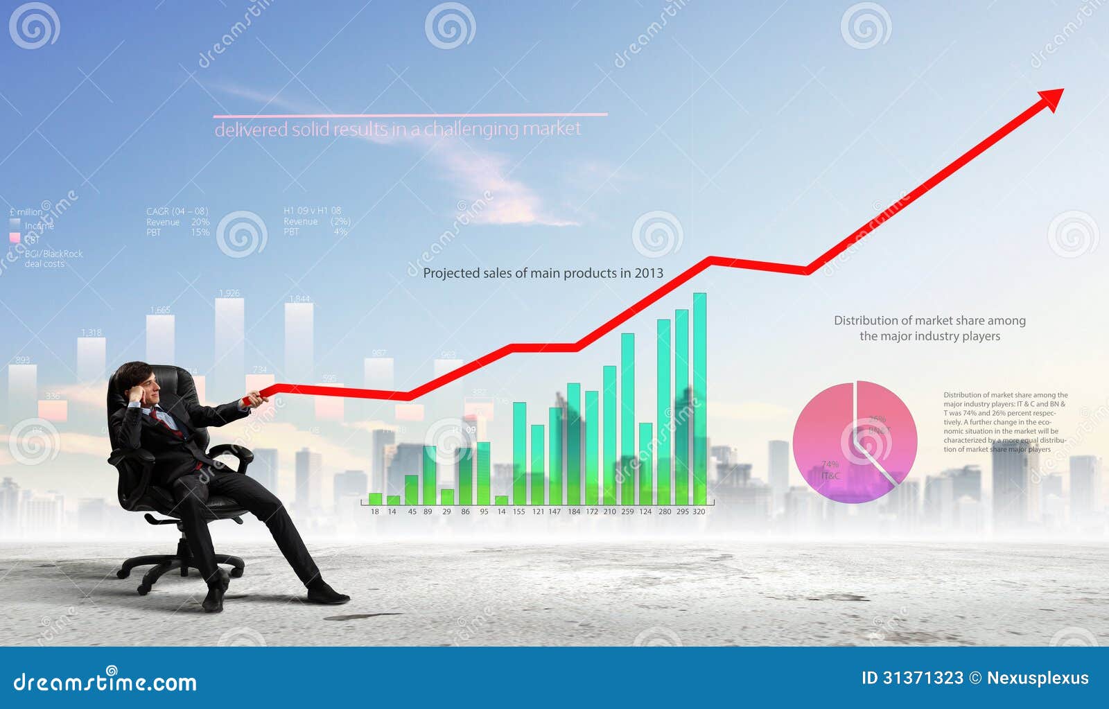 Businessman pulling graph stock image. Image of challenge - 31371323