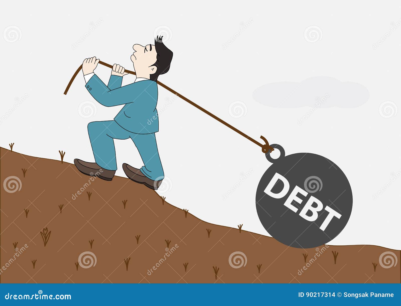 Businessman with Pulling a Heavy Load Ball Debt Stock Vector ...