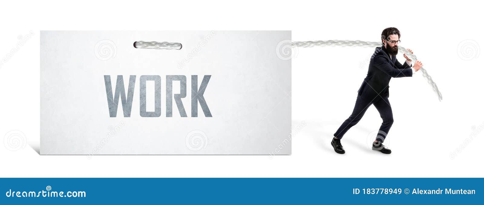 Businessman Pulling a Heavy Work Stock Image - Image of concept, model ...