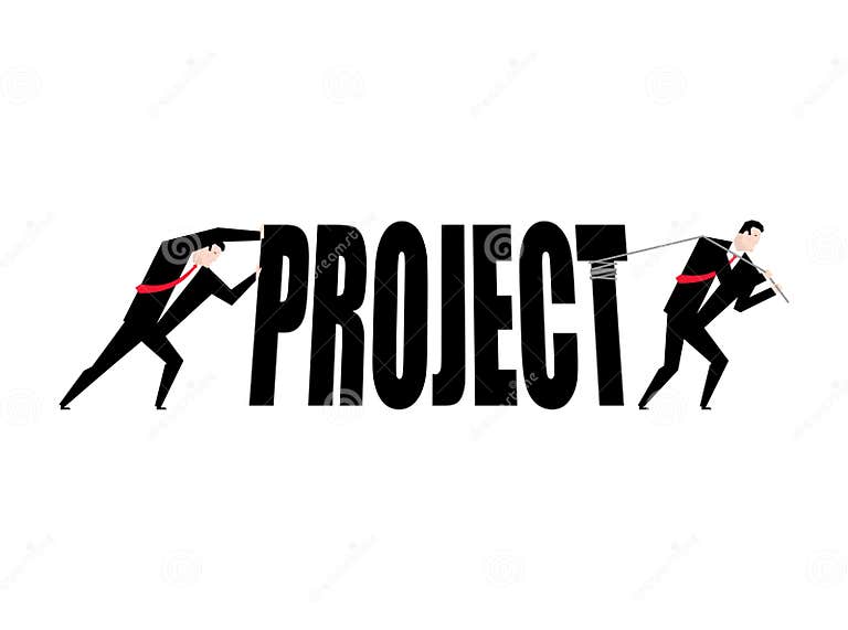 Businessman Pulling Project. Man Pulls Project Stock Vector ...
