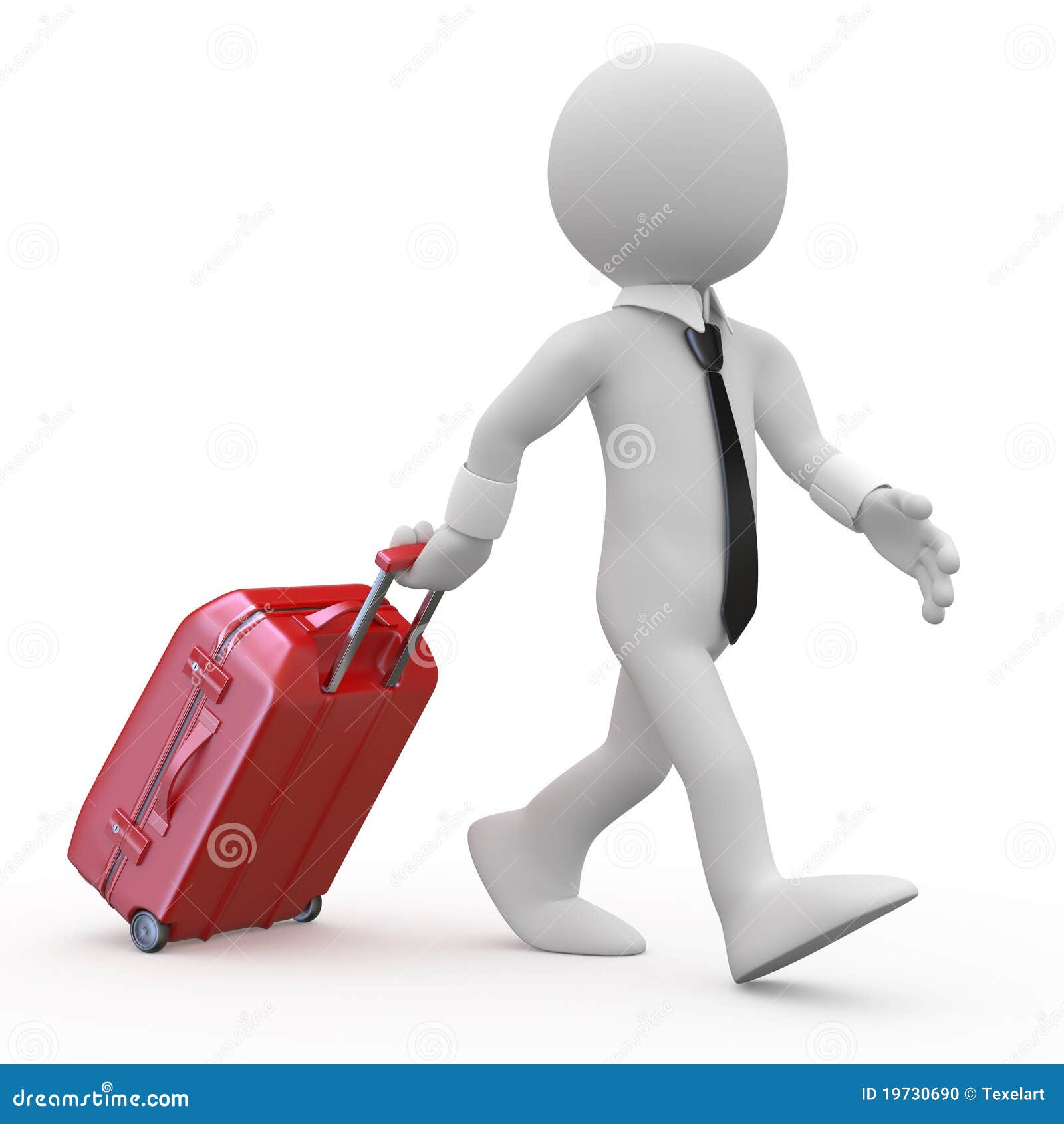 Businessman Pulling a Red Trolley Suitcase Stock Illustration ...