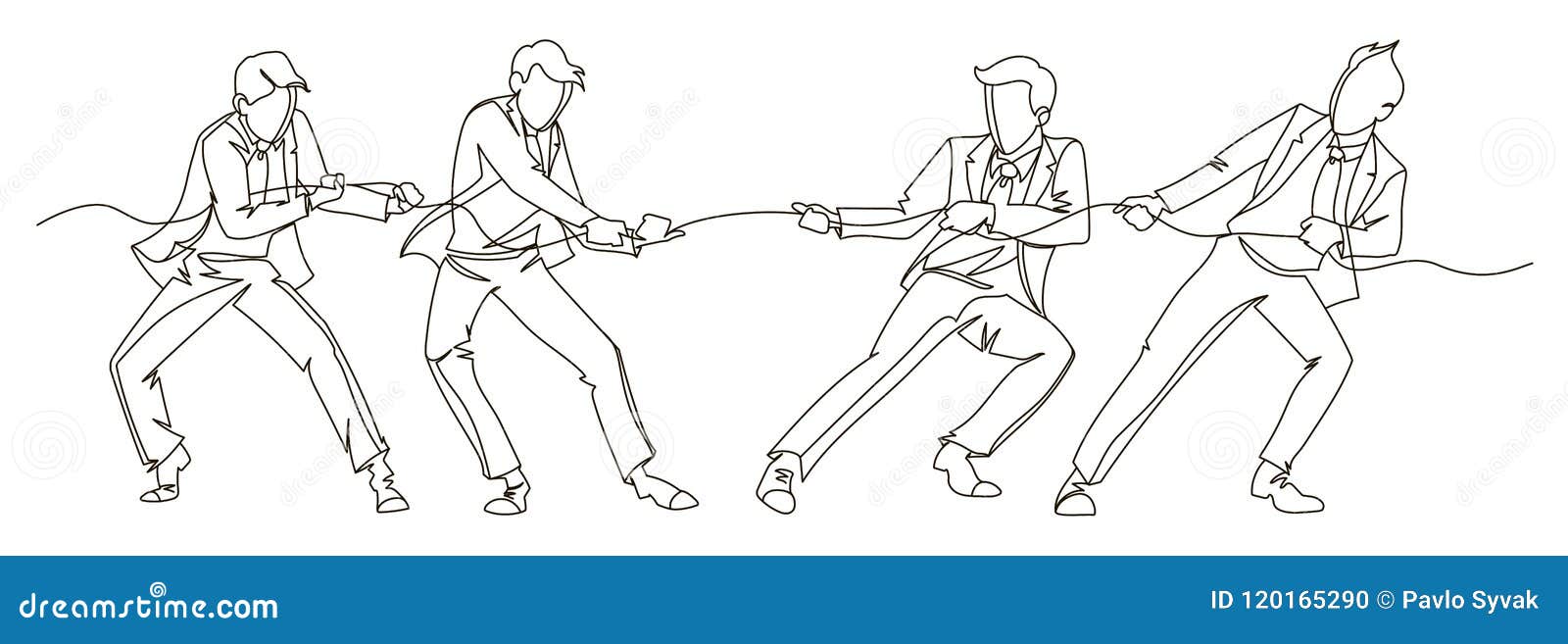 Businessman Pulling the Rope Continuous Line Art. Business Teamwork ... Businessman Pulling the Rope Continuous Line Art. Business Teamwork ...