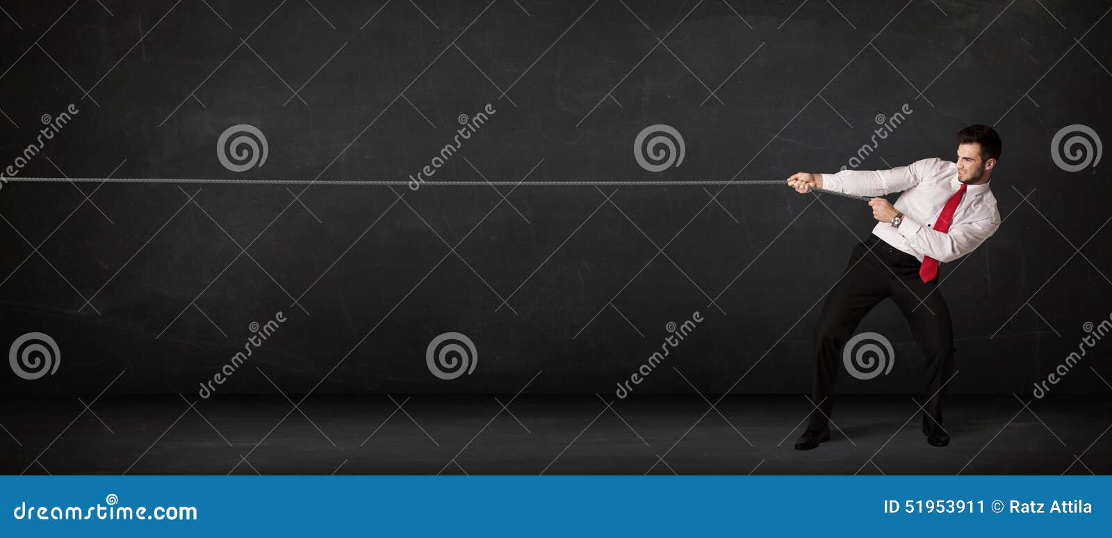 Businessman Pulling Rope on Grey Background Stock Image - Image of ...