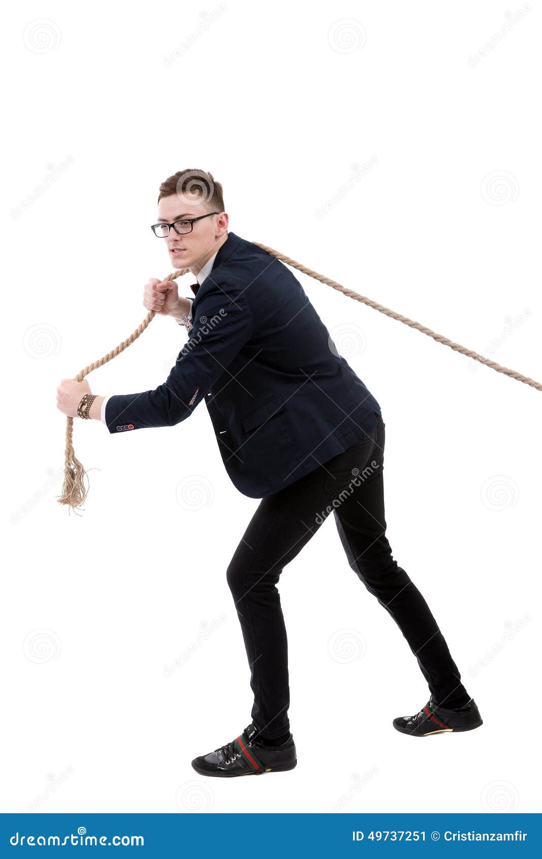 Businessman pulling a rope stock image. Image of battle - 49737251