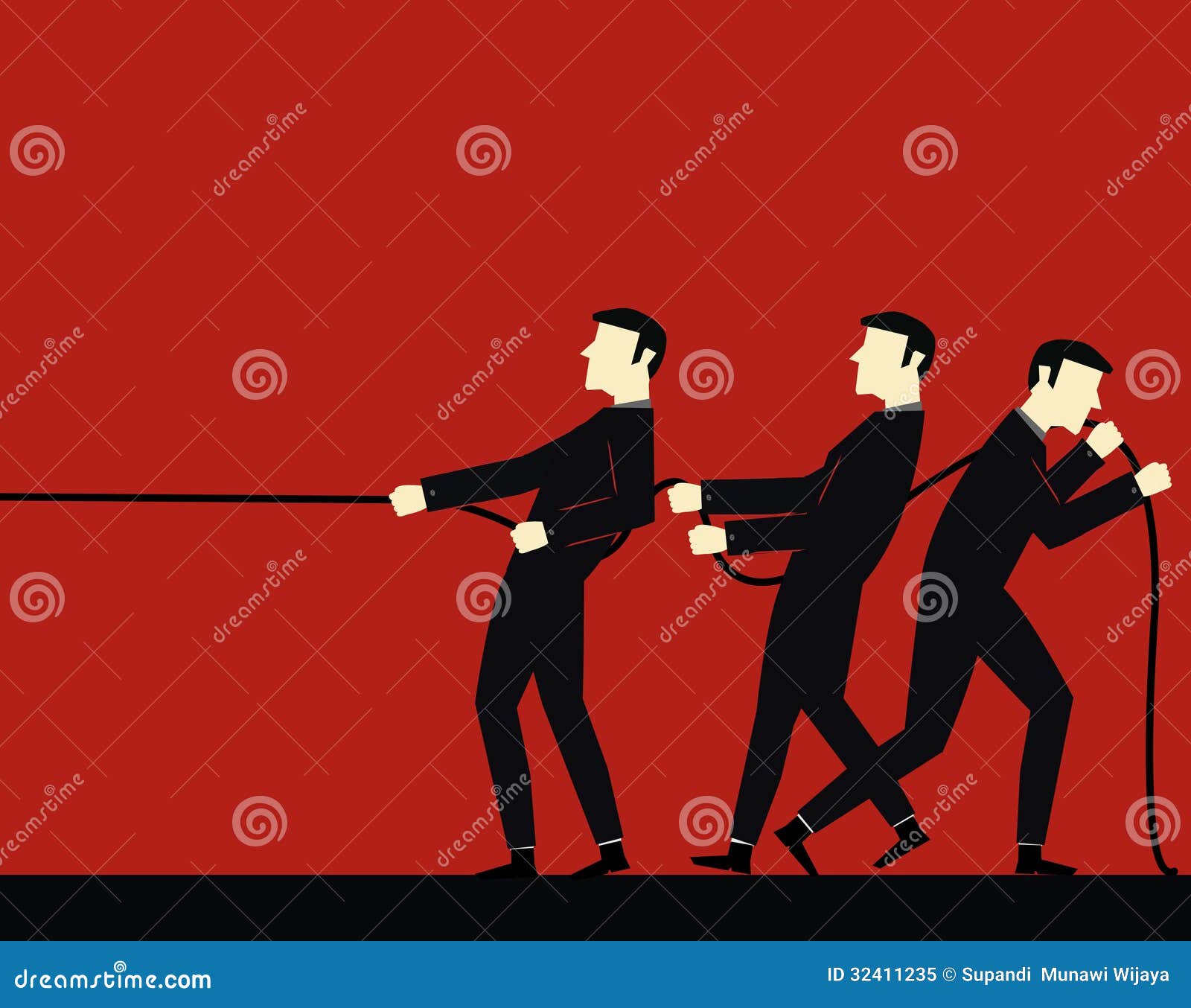 Businessman pulling a rope stock illustration. Illustration of human ...