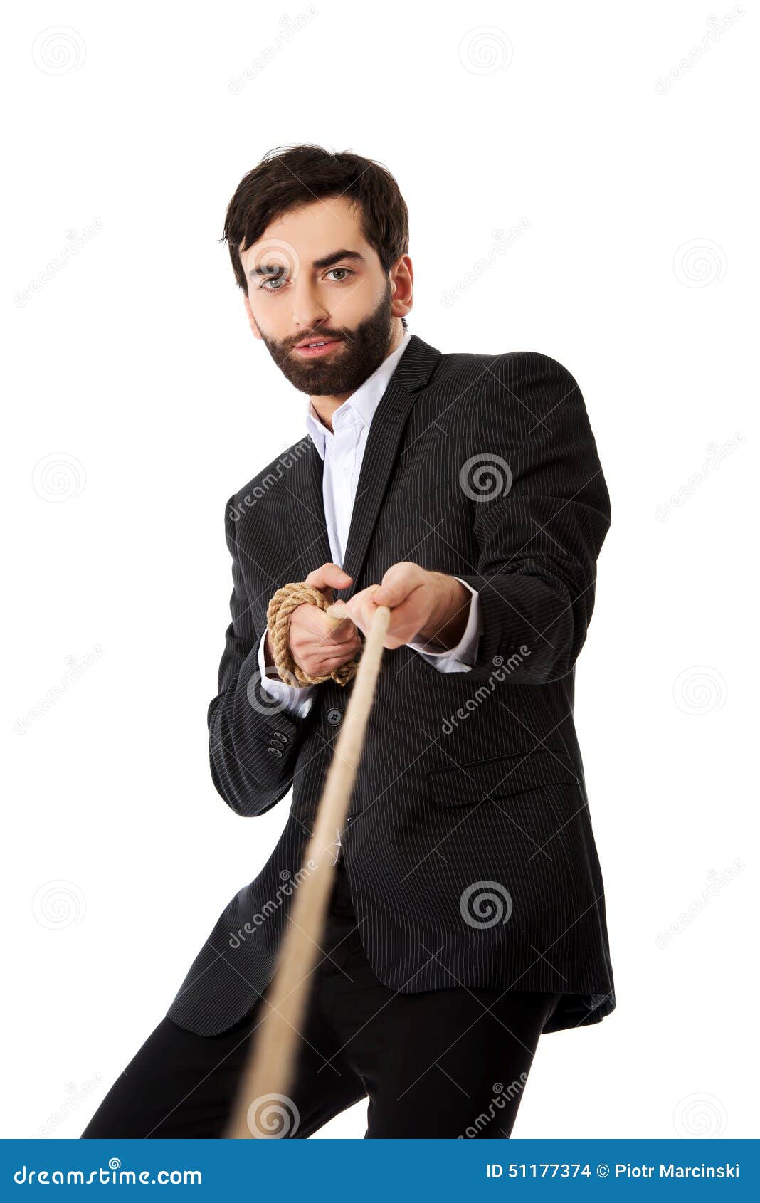 Businessman Pulling a Rope. Stock Photo - Image of male, rope: 51177374